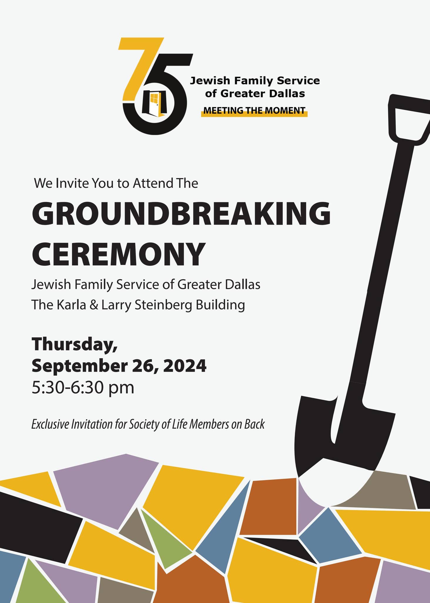 Groundbreaking Invitation by Jewish Family Service of Greater Dallas ...