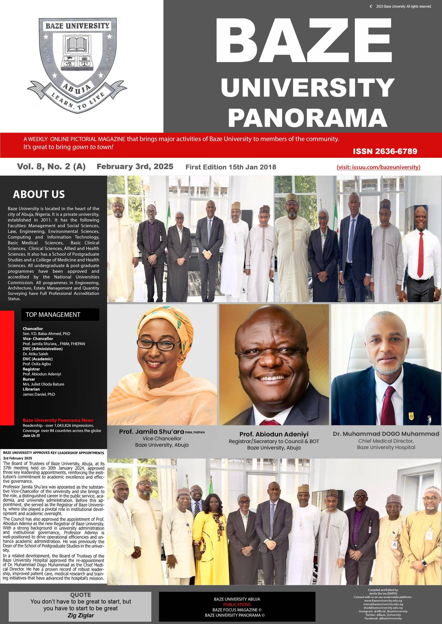 BAZE UNIVERSITY PANORAMA NEWS 3rd February 2025 pdf by Baze University ...
