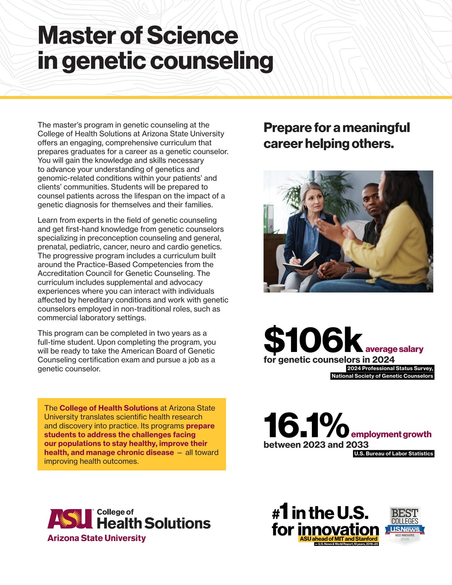 Master of Science in genetic counseling at ASU's College of Health ...