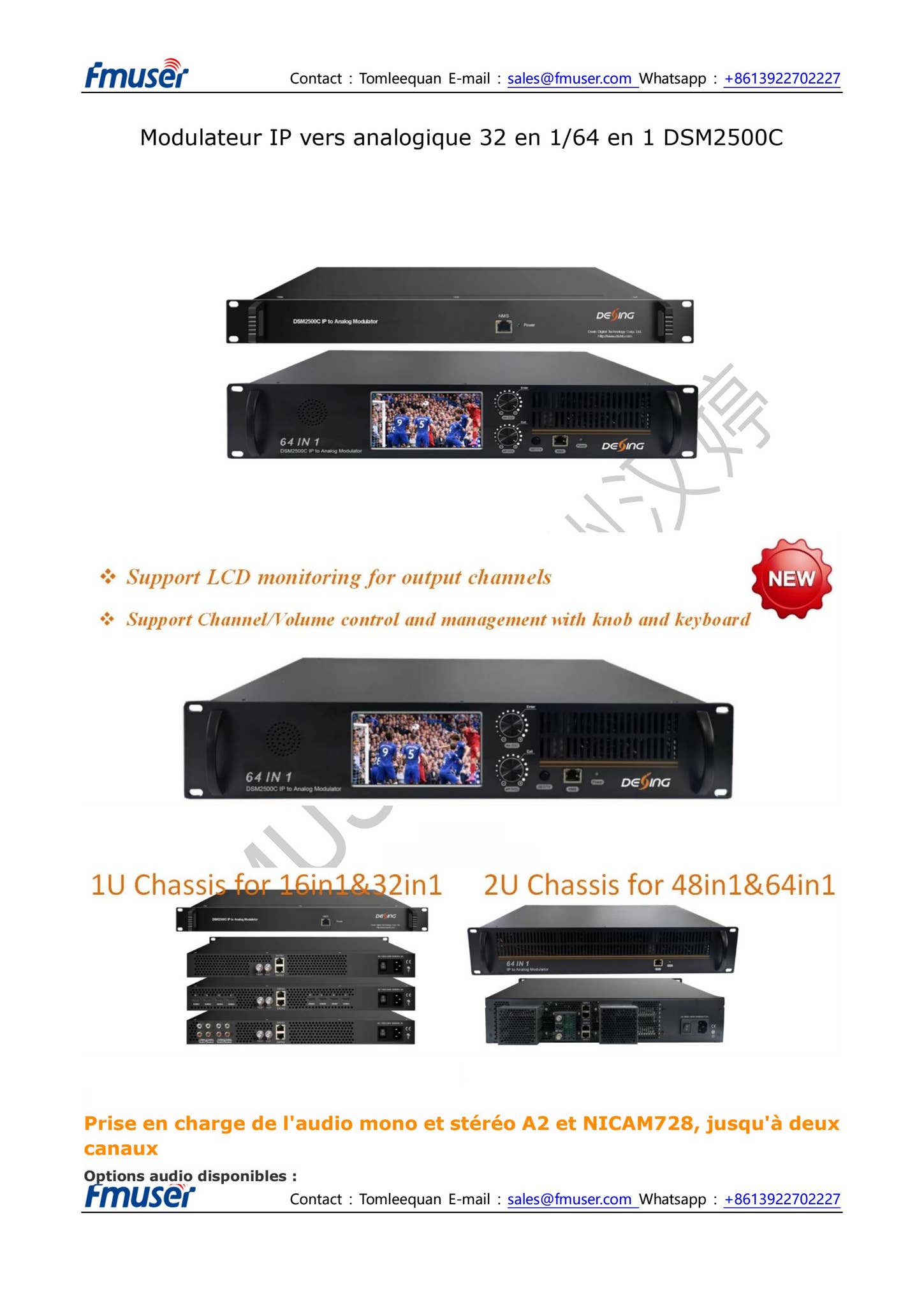 Modulateur IP vers analogique 32 en 1 64 en 1 DSM2500C by FMUSER ...
