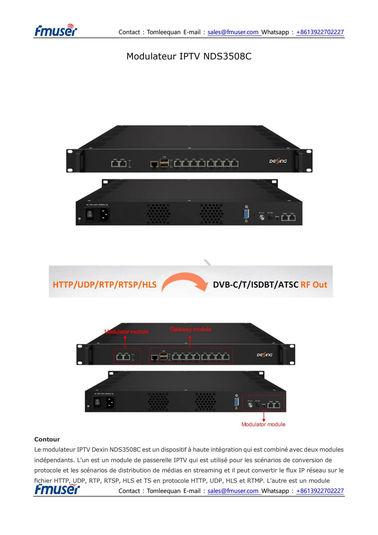 Modulateur IPTV NDS3508C - Solution de streaming complète by FMUSER ...