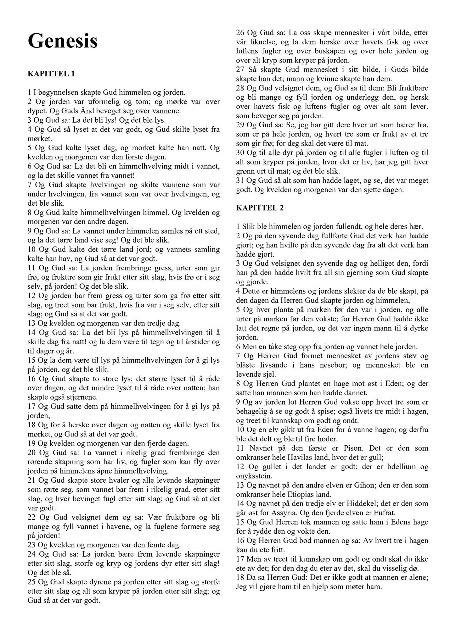 Norwegian - The Book of Genesis by Filipino Tracts and Literature ...