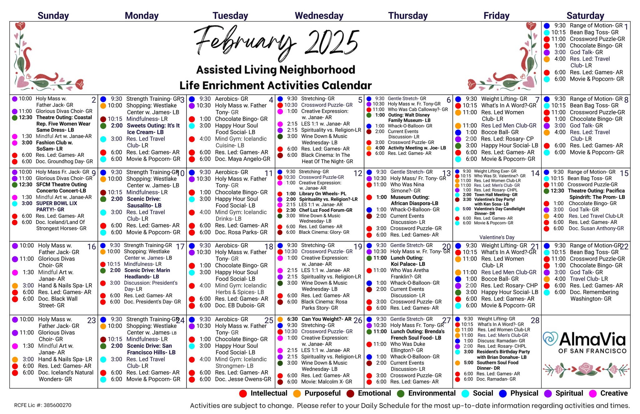 AlmaVia of San Francisco Life Enrichment Calendars | February 2025 by ...