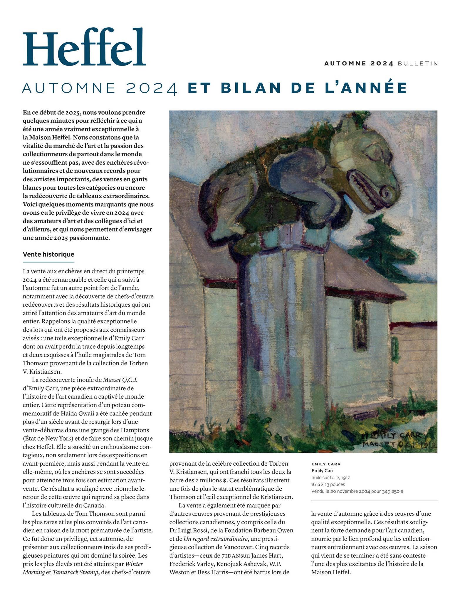Automne 2024 et bilan de l’année by Heffel Fine Art Auction House - Issuu
