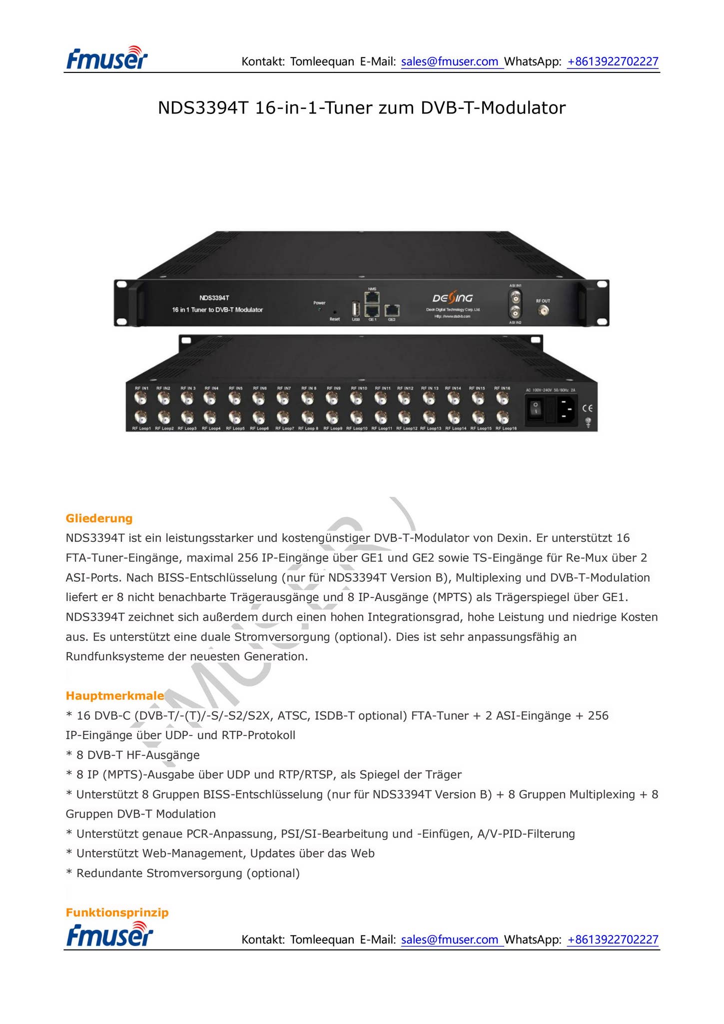 NDS3394T 16-in-1-Tuner zu DVB-T-Modulator by FMUSER Broadcast - Issuu