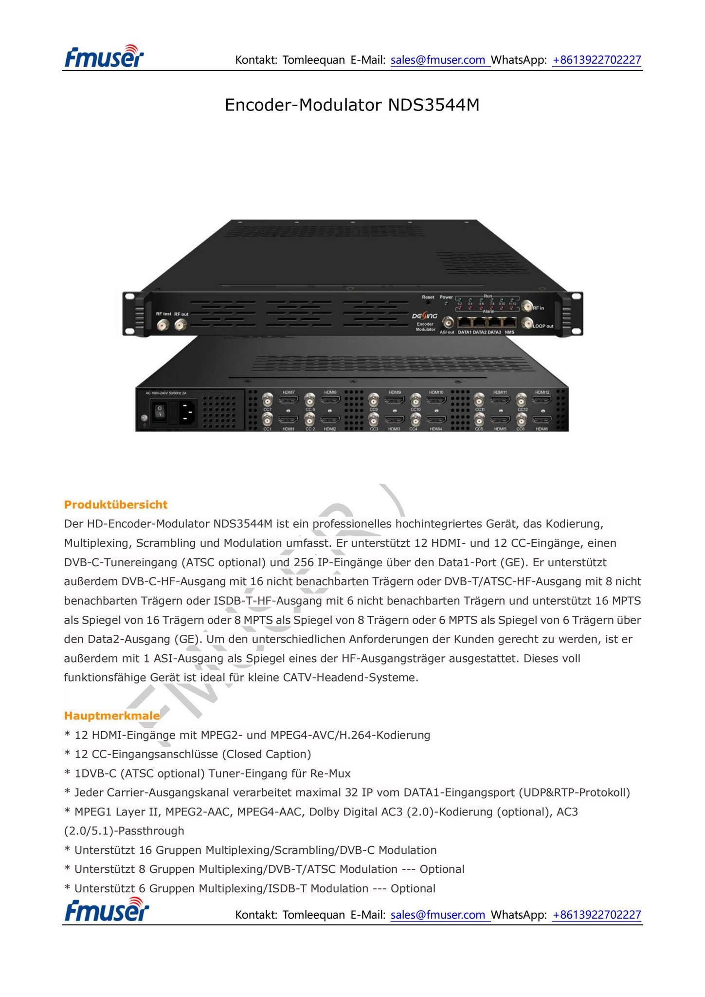 NDS3544M HD-Encoder-Modulator by FMUSER Broadcast - Issuu