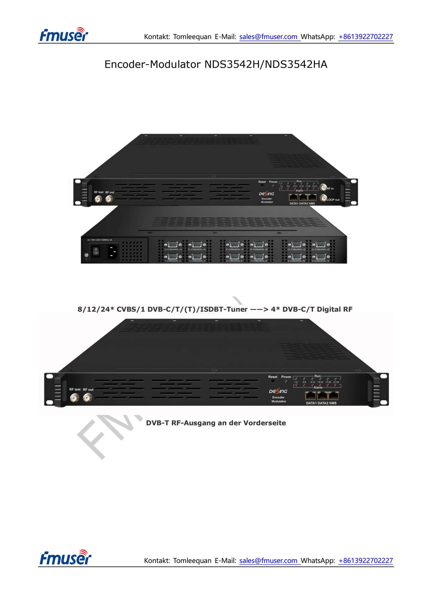 NDS3542H NDS3542HA HD-Encoder-Modulator by FMUSER Broadcast - Issuu