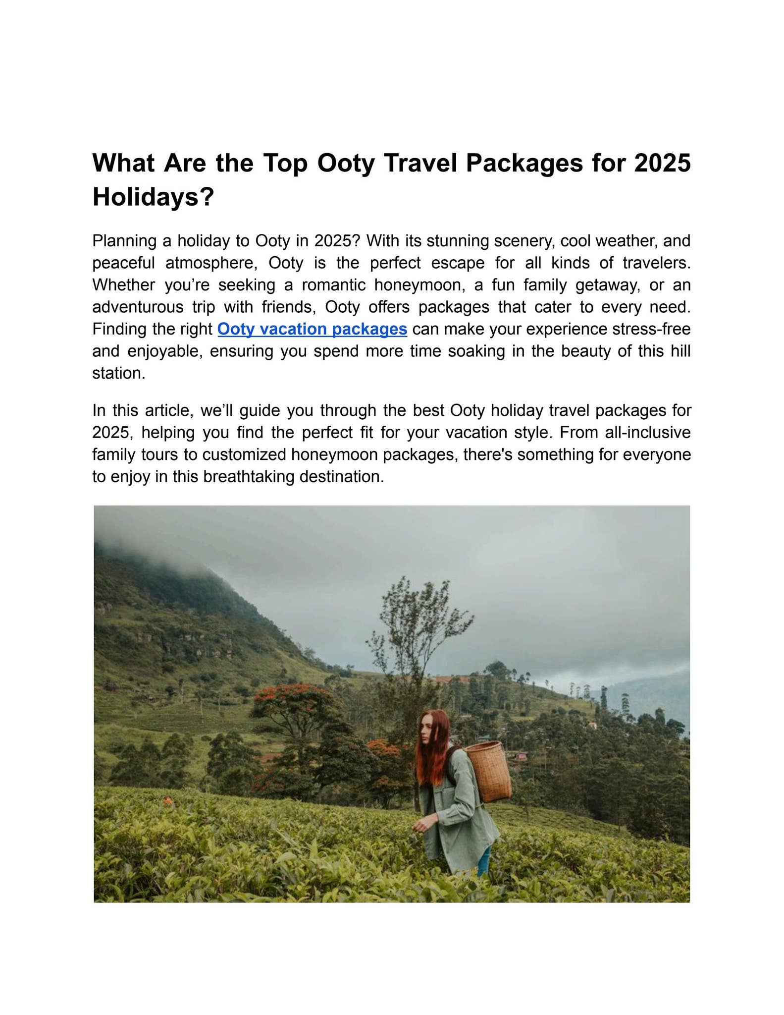 Book Ooty Holiday Travel Packages | Travel2Ooty by Travel2Ooty - Issuu