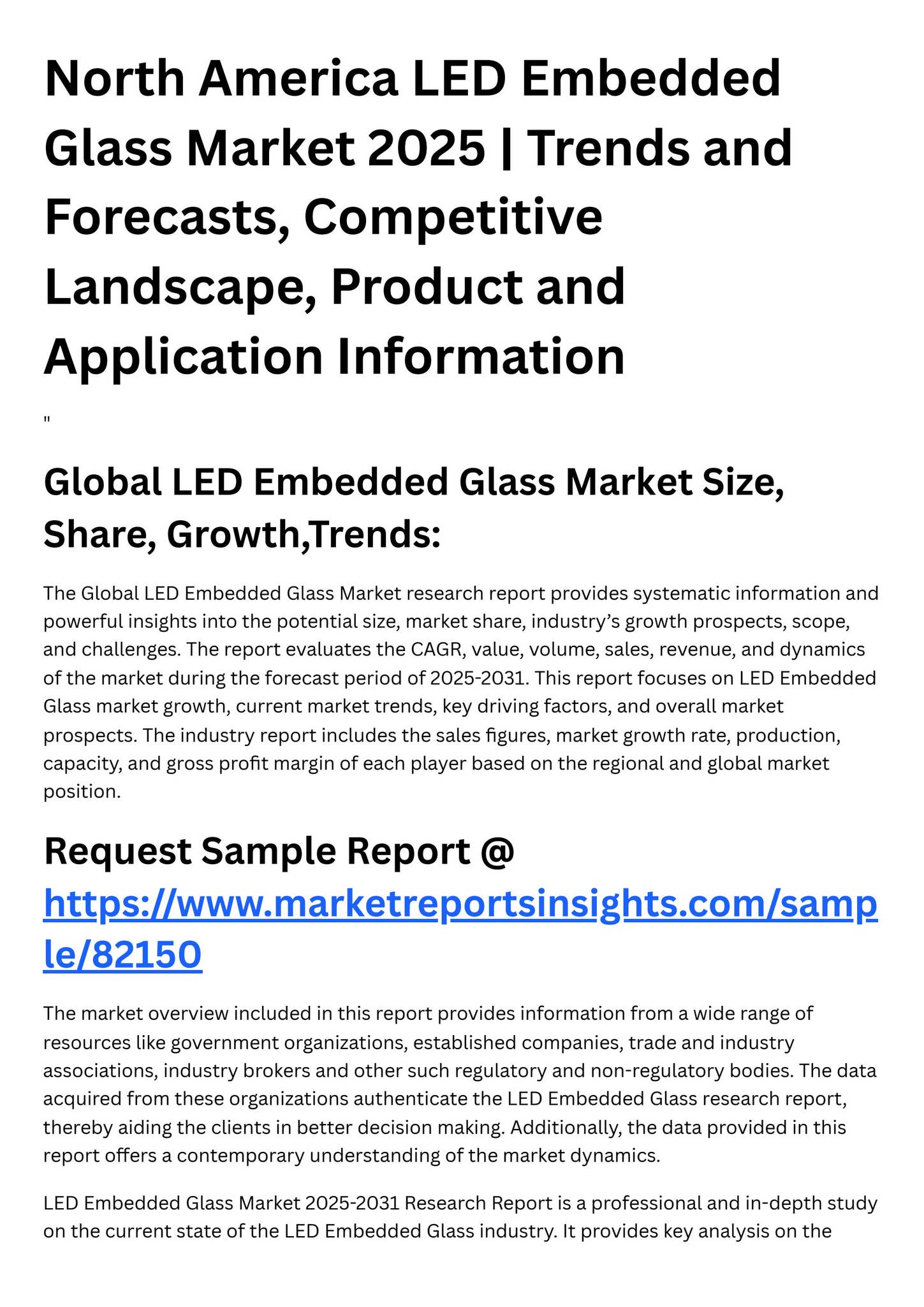 North America LED Embedded Glass Market 2025 Trends and Forecasts ...