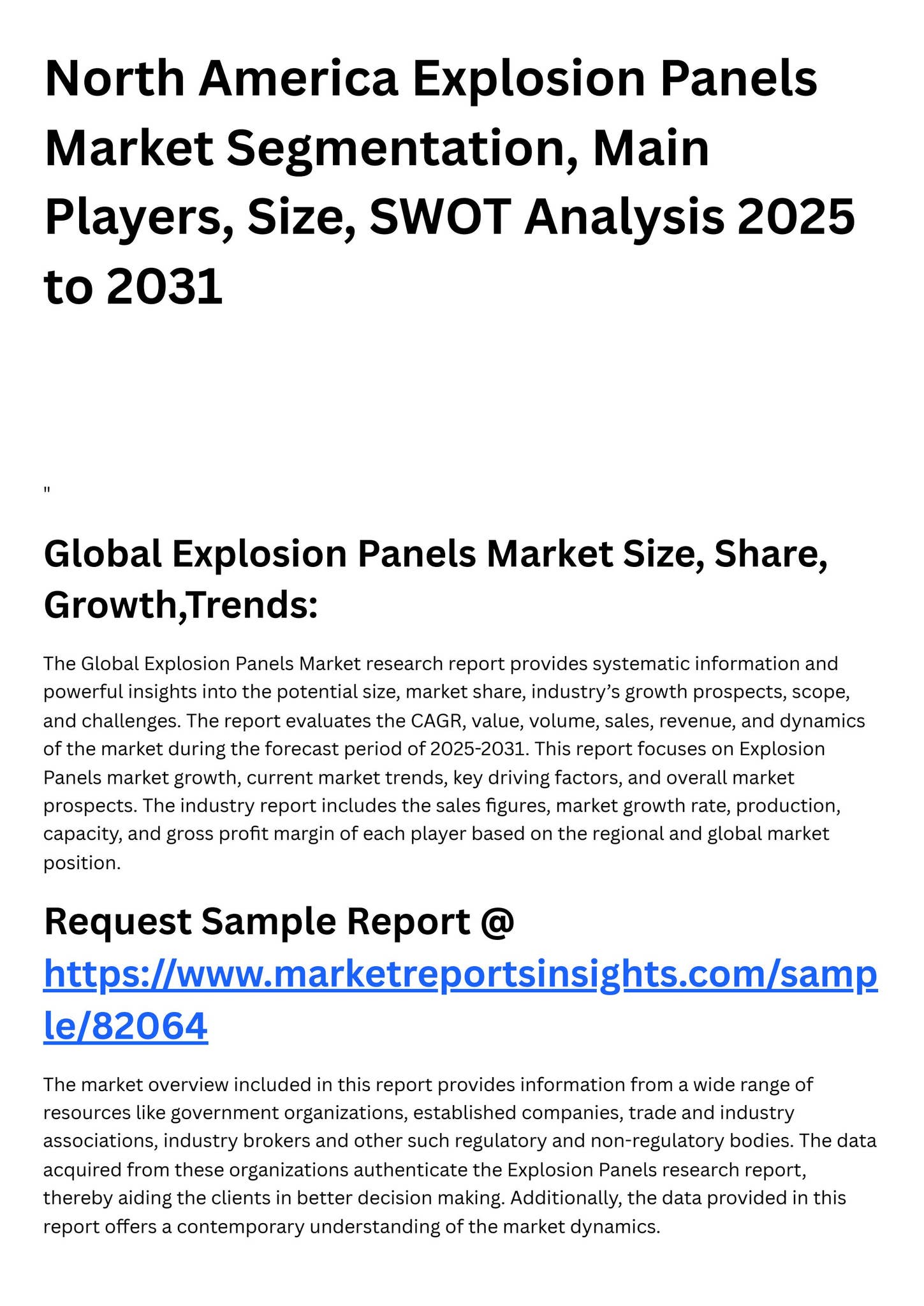 North America Explosion Panels Market Segmentation, Main Players, Size ...