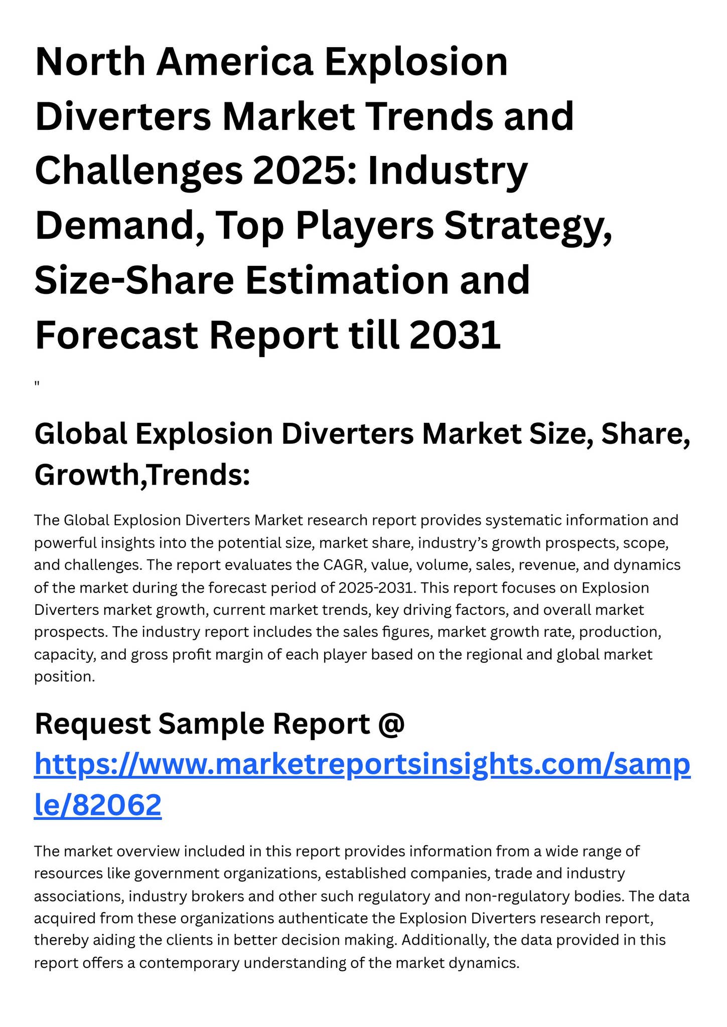 North America Explosion Diverters Market Trends and Challenges 2025 ...