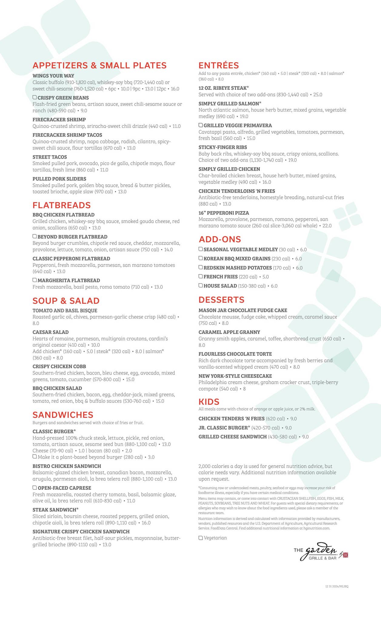 Hilton Garden Inn Bettendorf Dinner and Favorites Menus by Kinseth ...