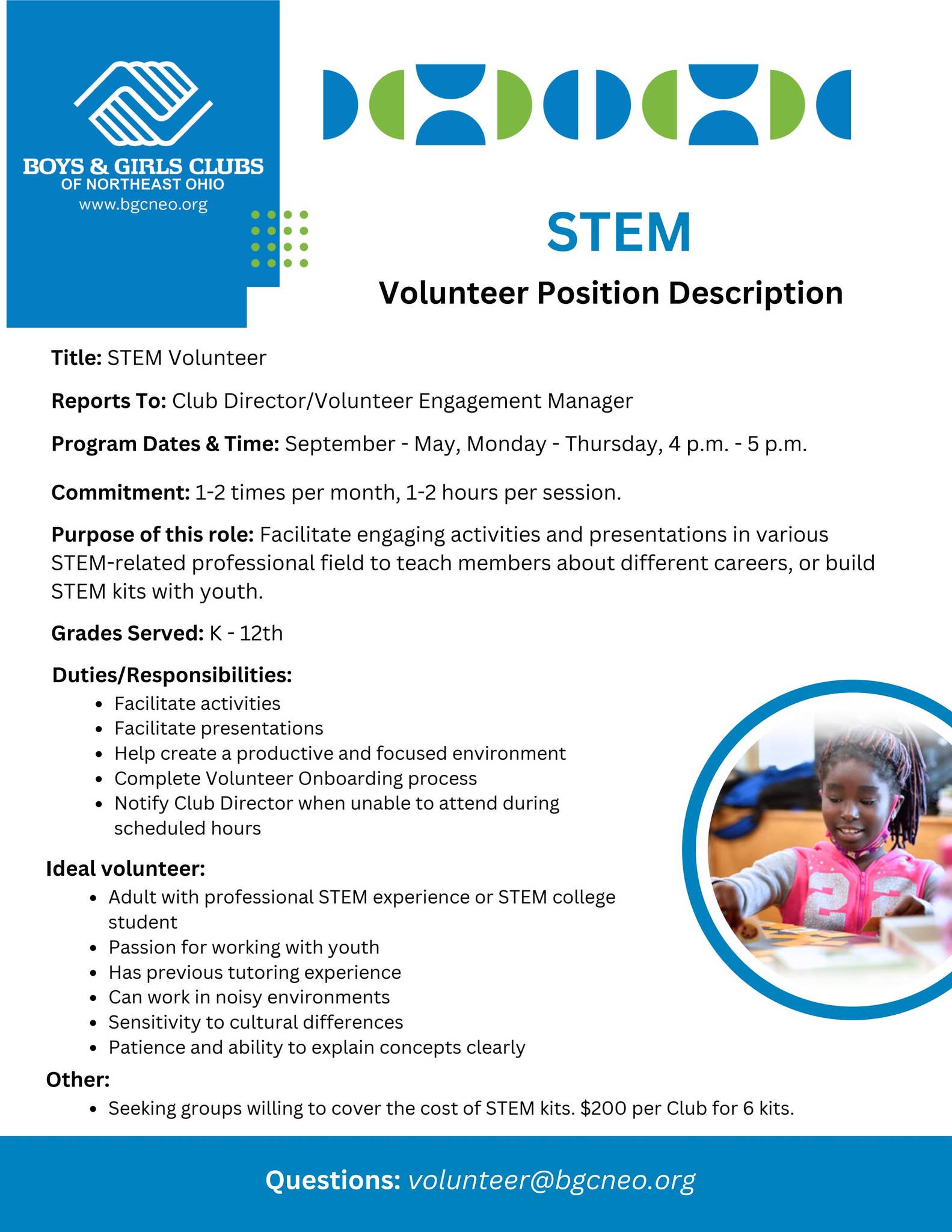 STEM Volunteer Position Description by Boys & Girls Clubs of Northeast ...