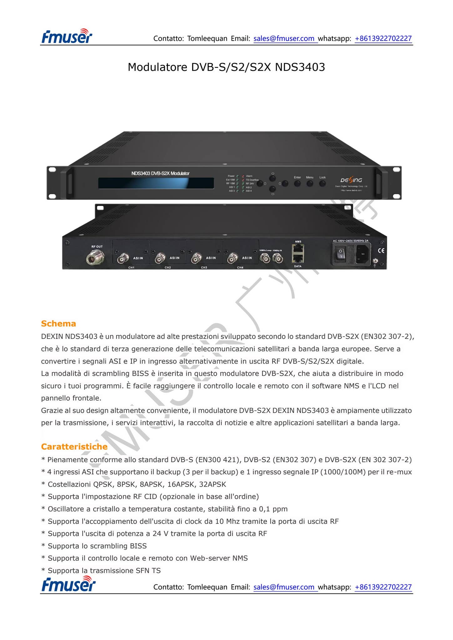 Modulatore ad alte prestazioni DEXIN NDS3403 DVB-S S2 S2X by FMUSER ...