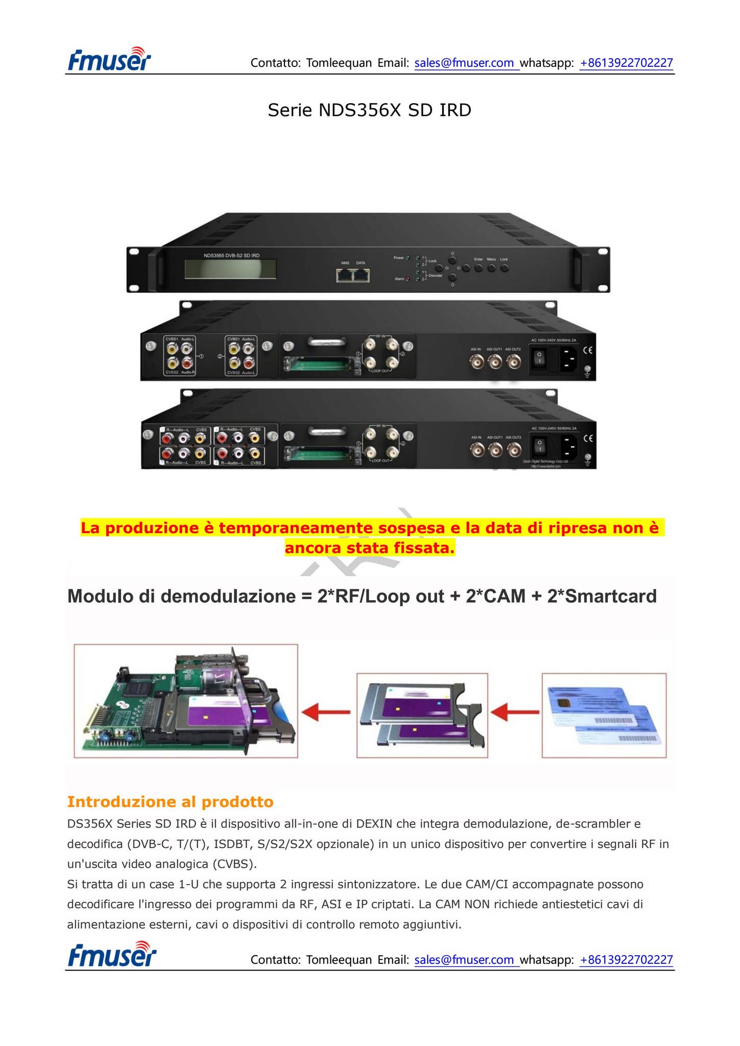 Decoder SD IRD serie NDS356X by FMUSER Broadcast - Issuu