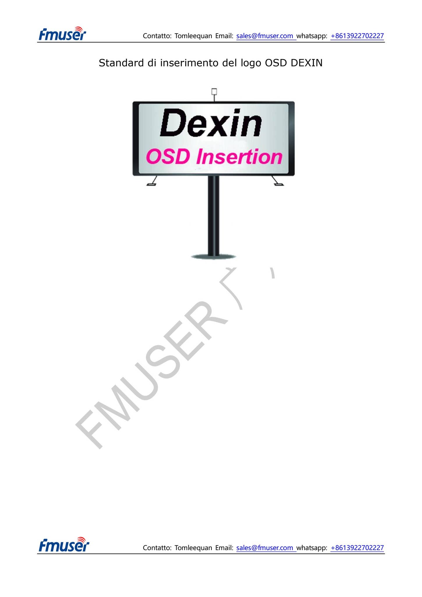 Standard di inserimento del logo OSD DEXIN by FMUSER Broadcast - Issuu