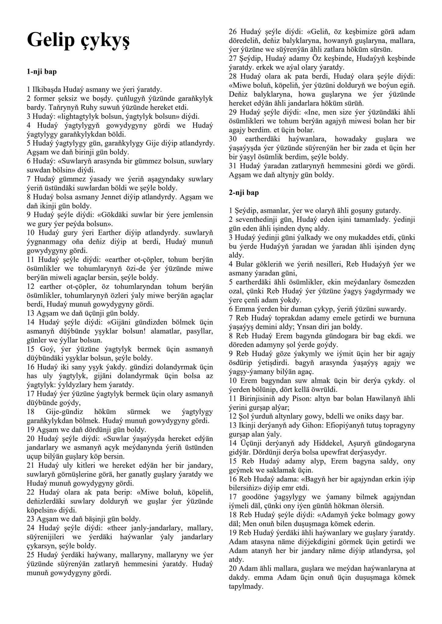 Turkmen - The Book of Genesis by Filipino Tracts and Literature Society ...