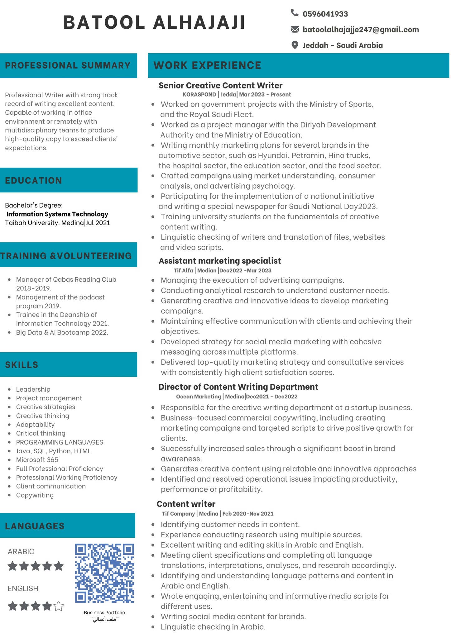 Batool CV by Nada_alfotawi - Issuu