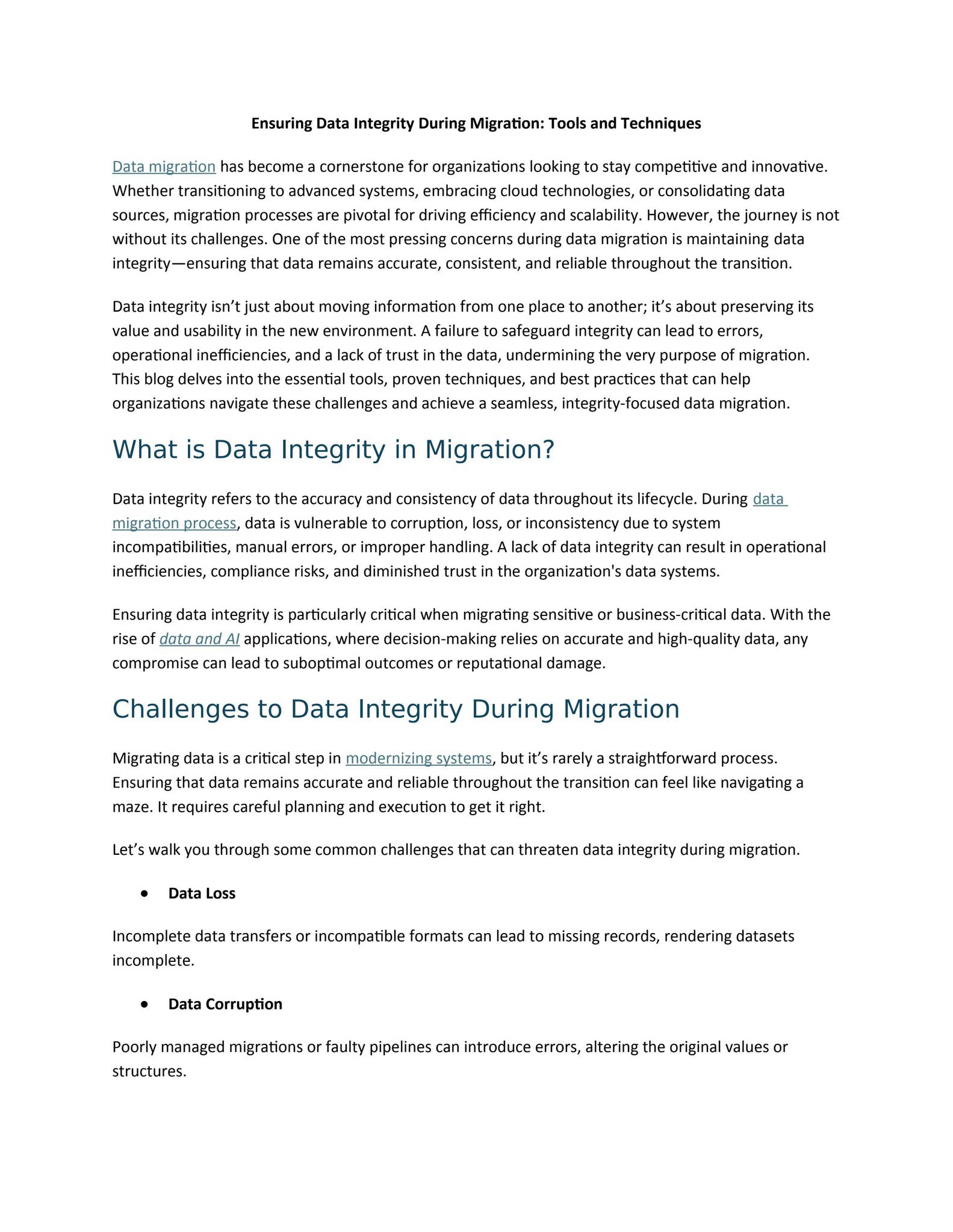 Ensuring Data Integrity During Migration Tools and Technique by Ava ...