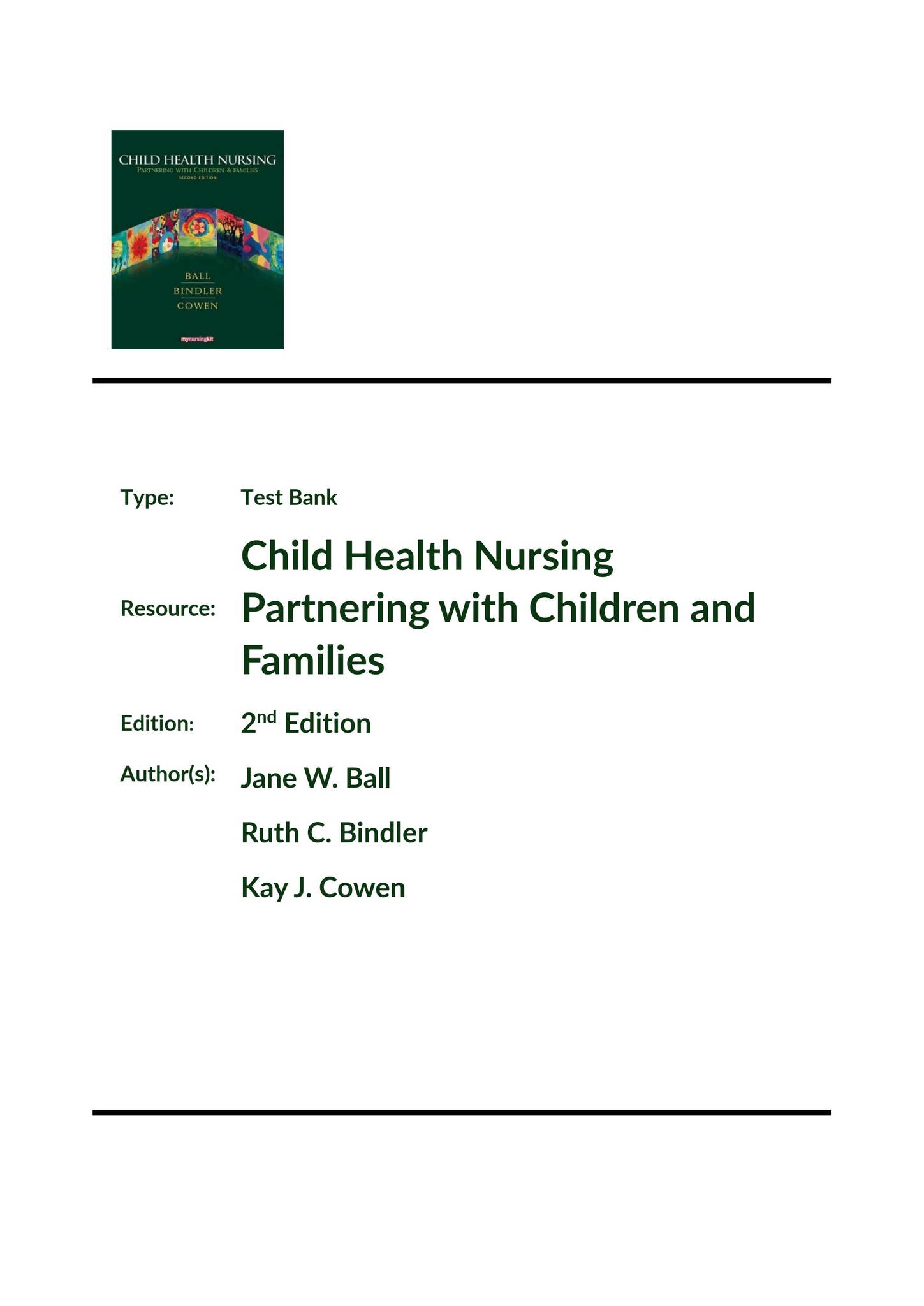 Child Health Nursing Partnering with Children and Families, 2E Jane W ...