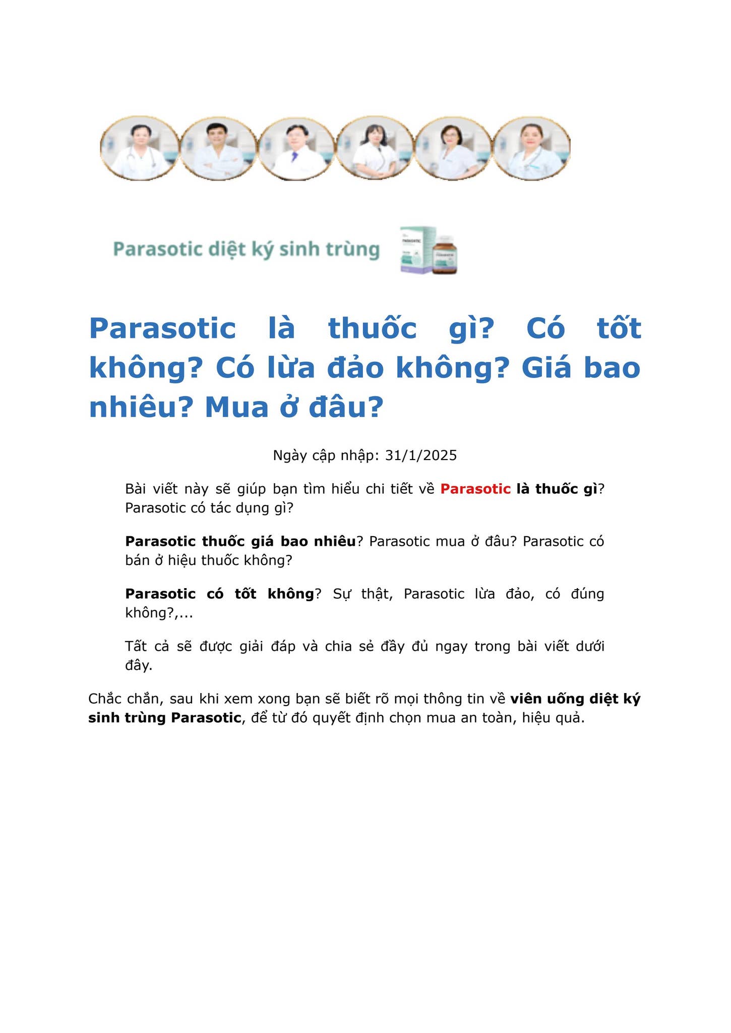 Parasotic là thuốc gì? Có tốt không? Có lừa đảo không? Giá bao nhiêu ...