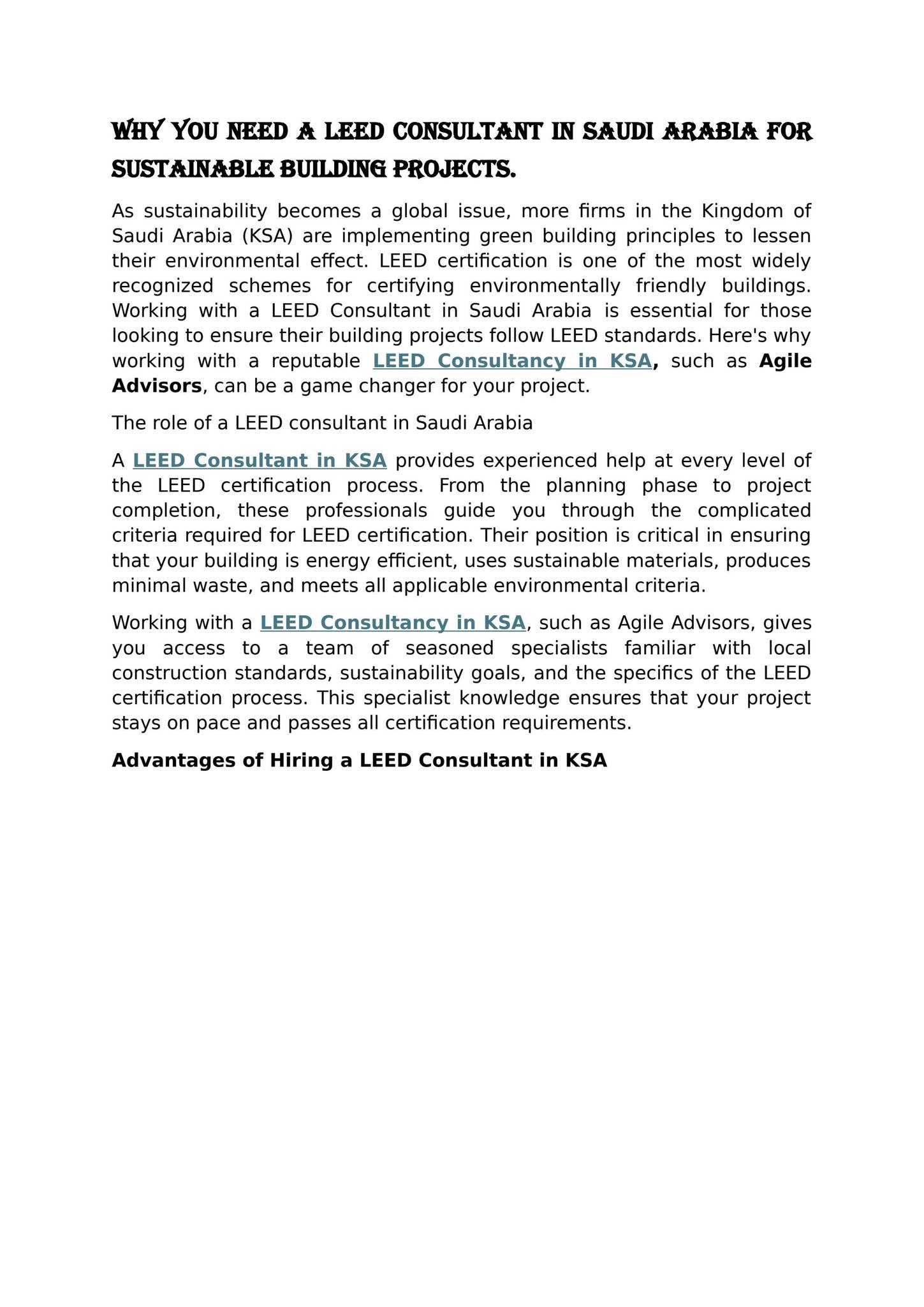 Why You Need a LEED Consultant in Saudi Arabia for Sustainable Building ...