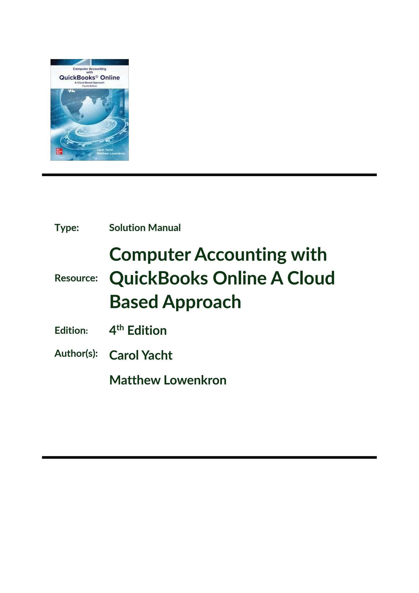 Computer Accounting with QuickBooks Online A Cloud Based Approach, 4th ...
