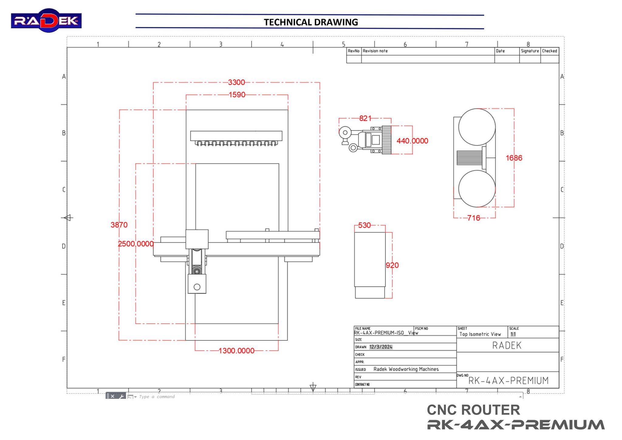 CNC ROUTER (RK-4AX-PREMIUM) - TECHNICAL DRAW AND ELECTRICAL ...