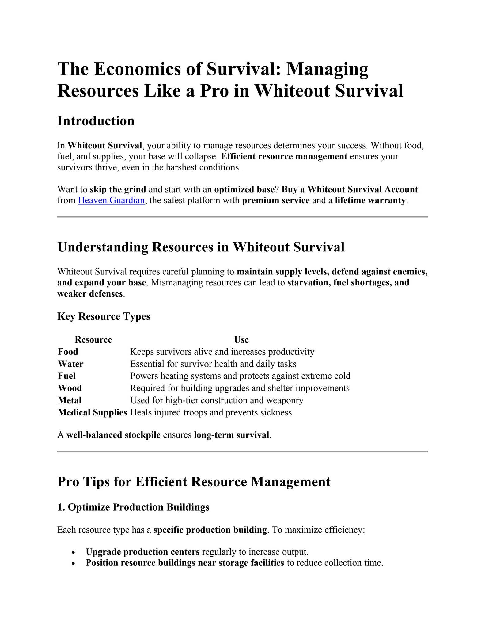 Mastering Resource Management in Whiteout Survival by Heaven guardian ...