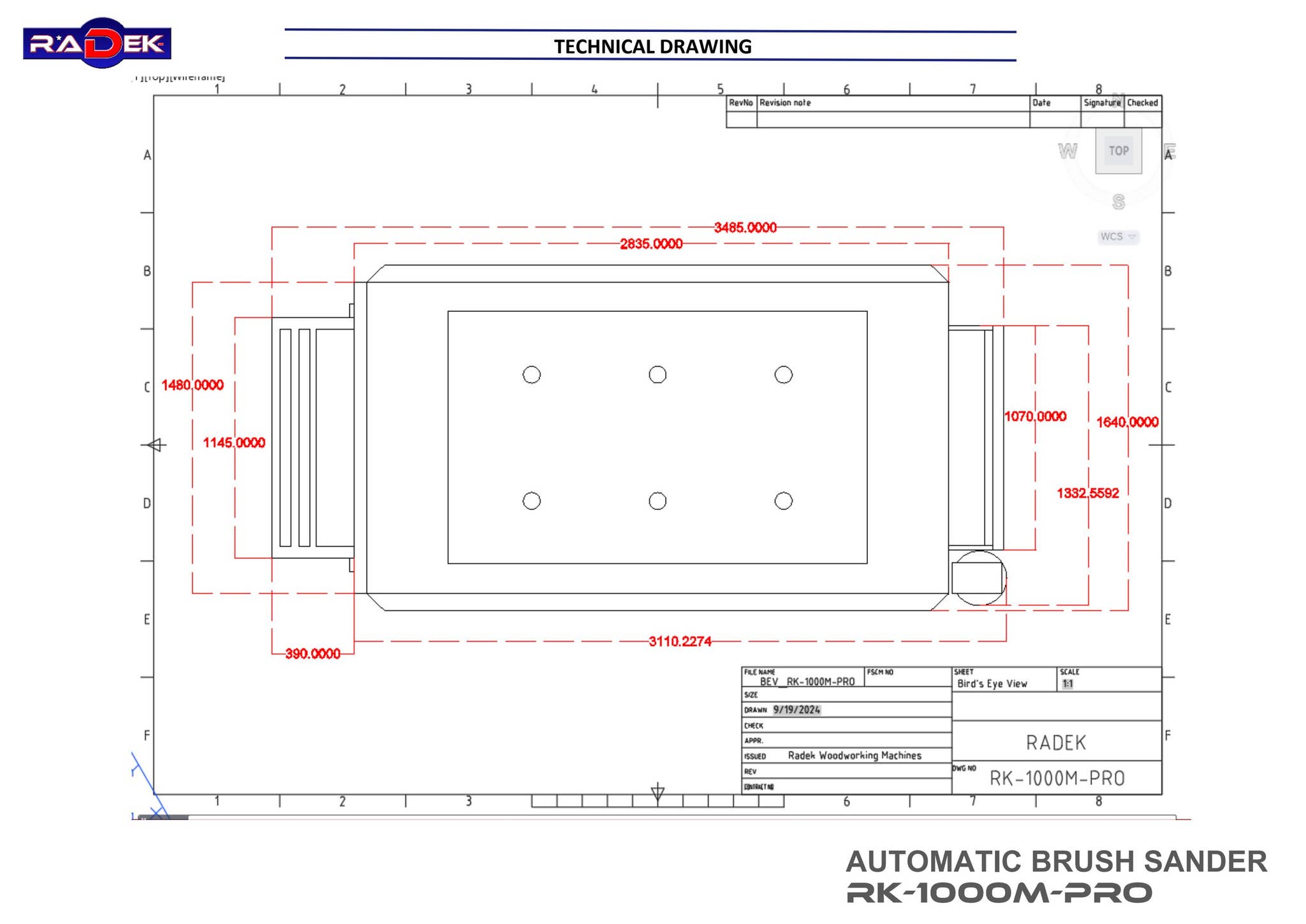 BRUSH SANDING MACHINE (RK-1000M-PRO) - TECHNICAL DRAW AND ELECTRICAL ...
