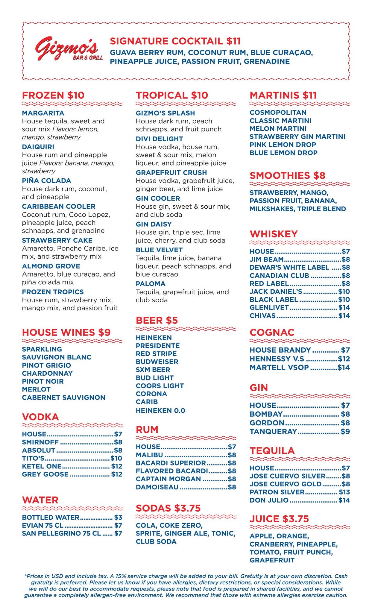 Gizmo's Bar & Grill Beverage Menu by Divi Resorts - Issuu
