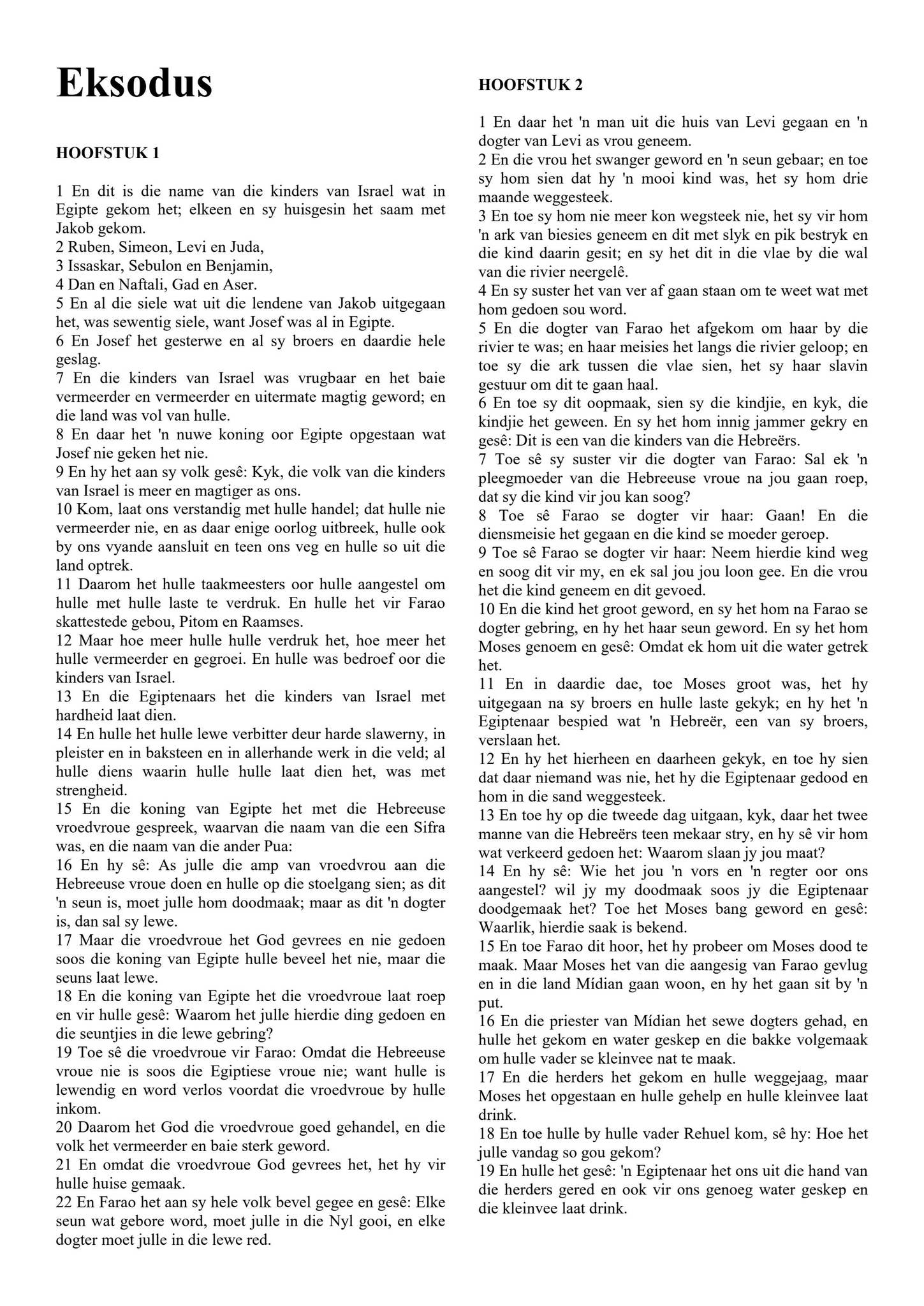 Afrikaans - The Book of Exodus by Filipino Tracts and Literature ...