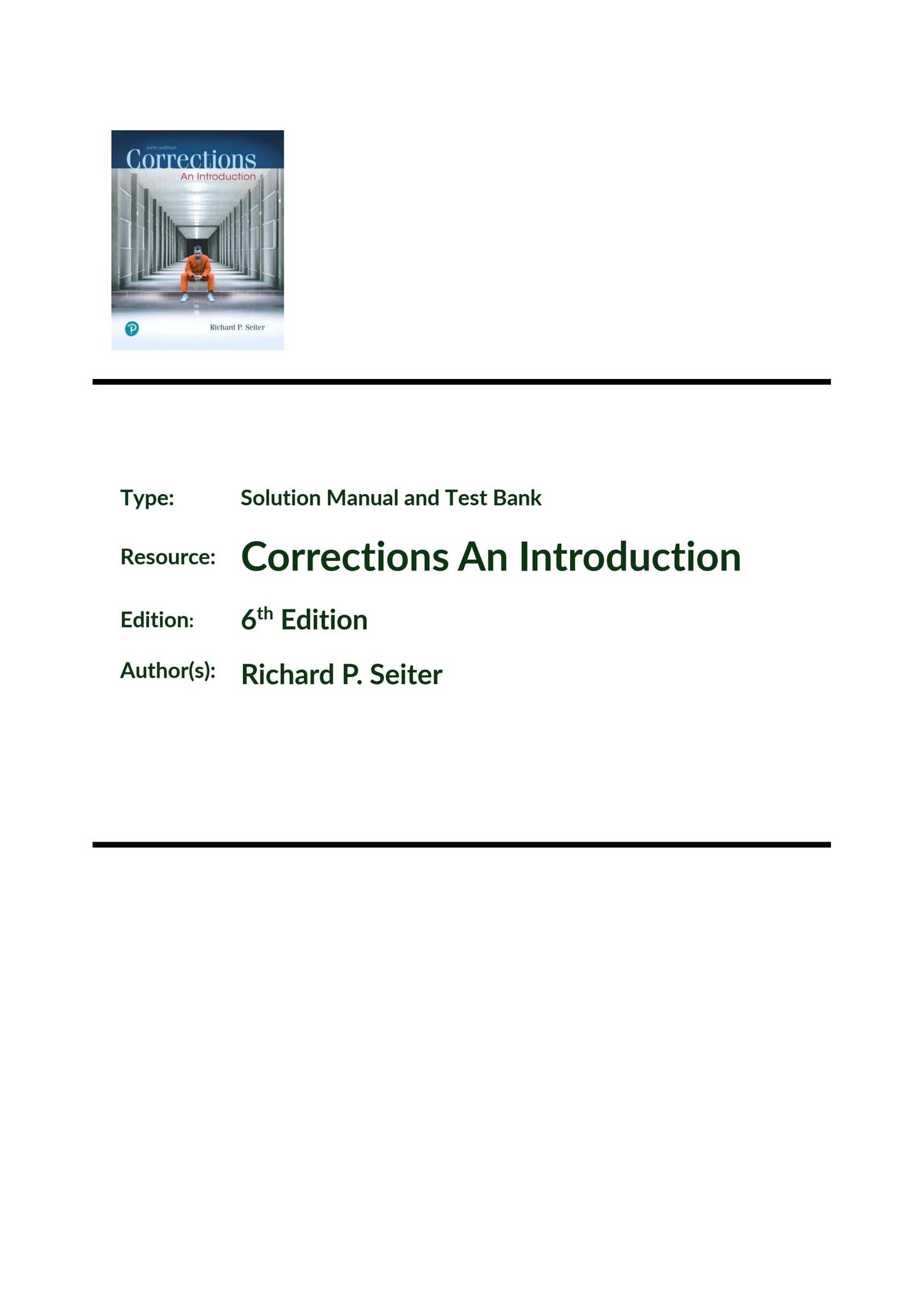 Corrections An Introduction, 6th edition by Richard P. Seiter Solution ...