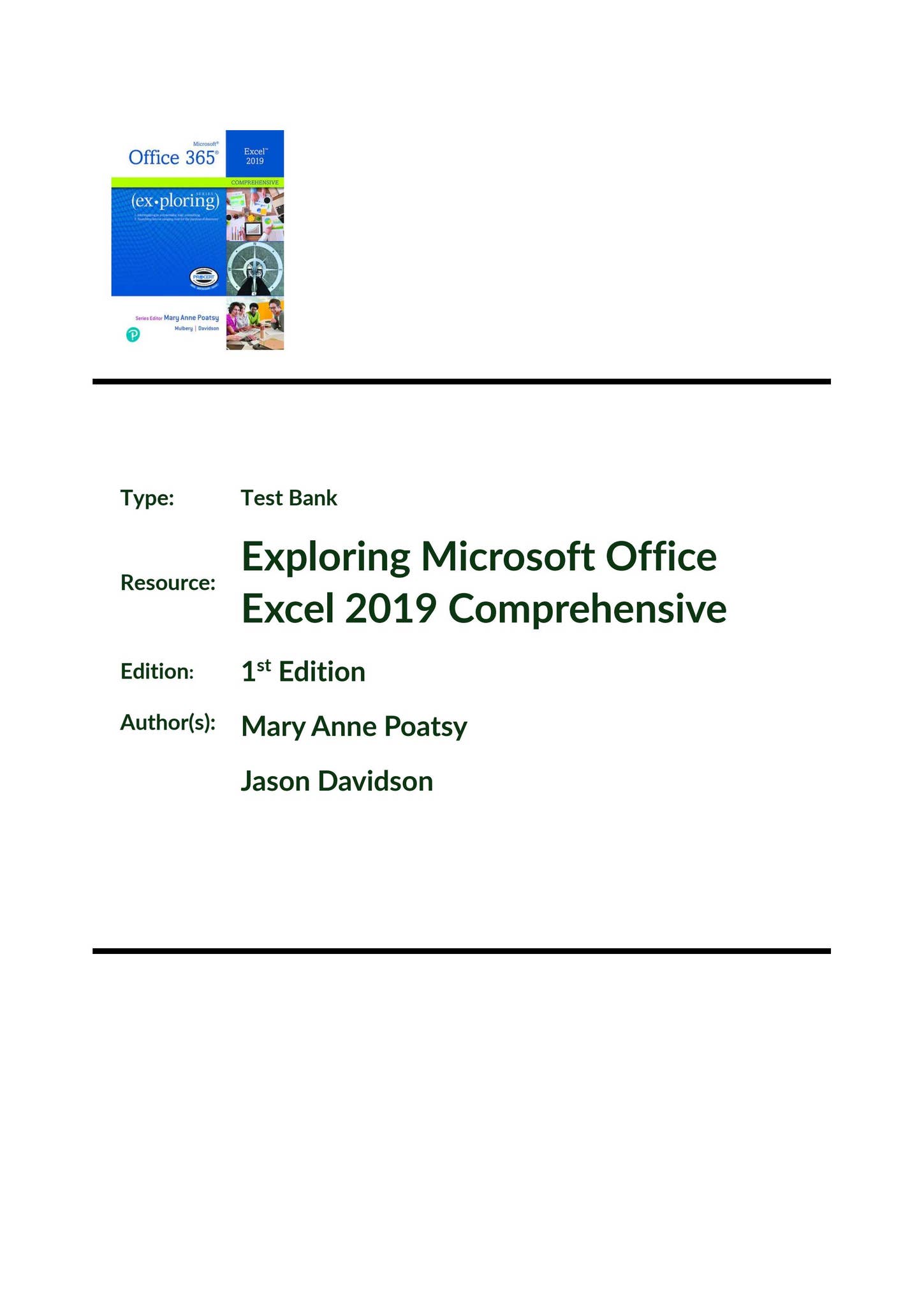 Exploring Microsoft Office Excel 2019 Comprehensive Mary Anne Poatsy ...