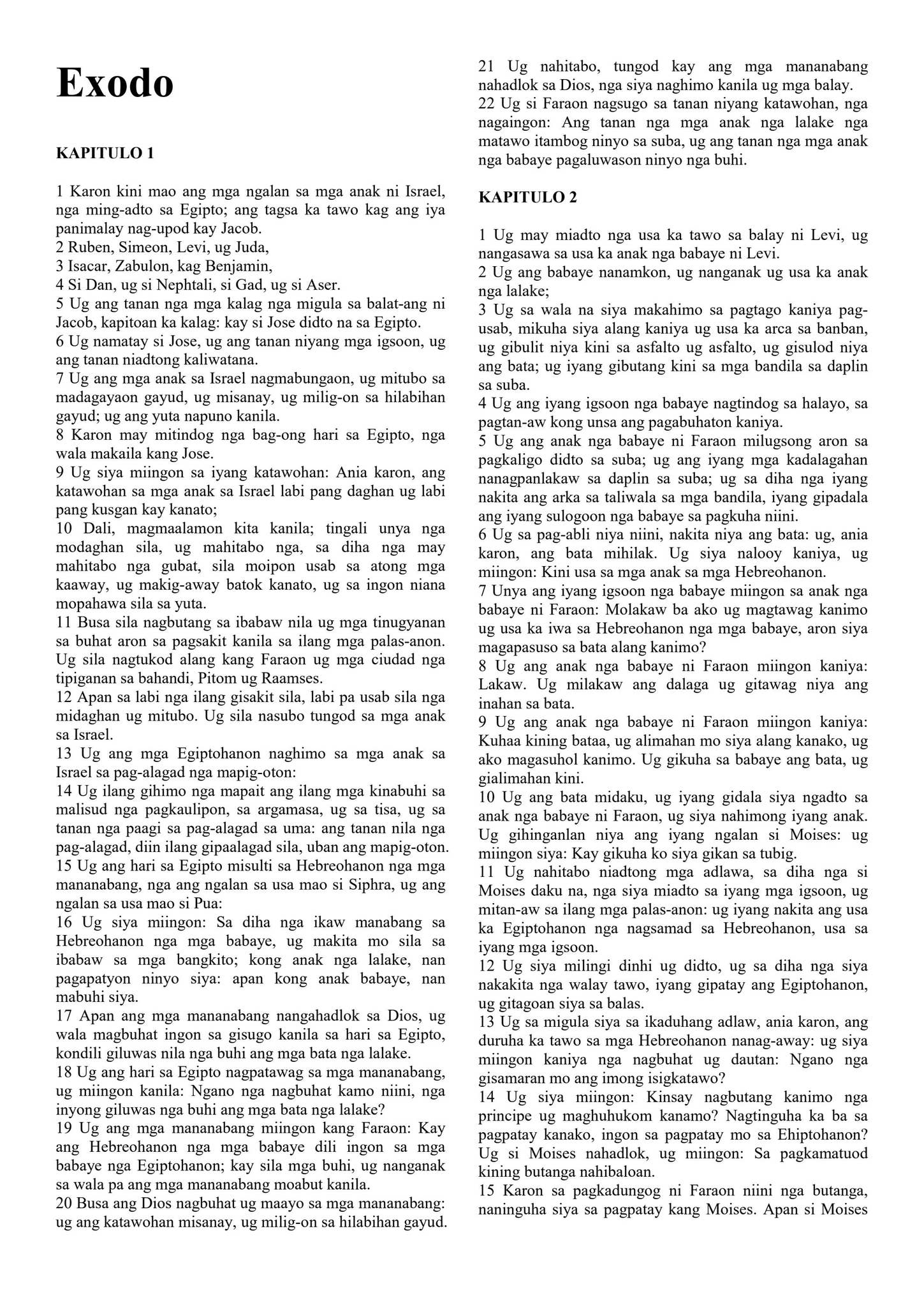 Cebuano - The Book of Exodus by Filipino Tracts and Literature Society ...