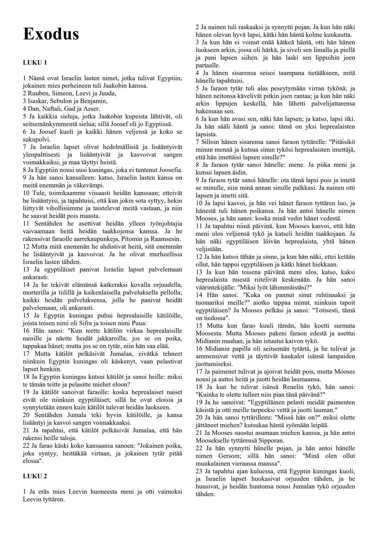 Finnish - The Book of Exodus by Filipino Tracts and Literature Society ...