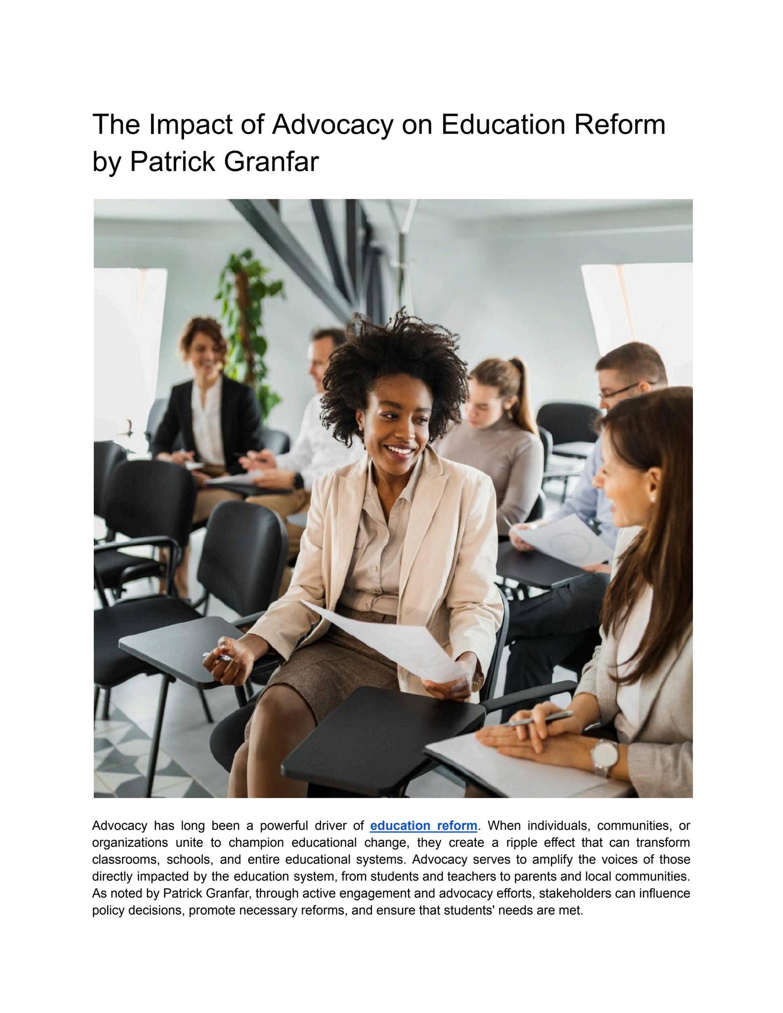The Impact of Advocacy on Education Reform by Patrick Granfar by ...