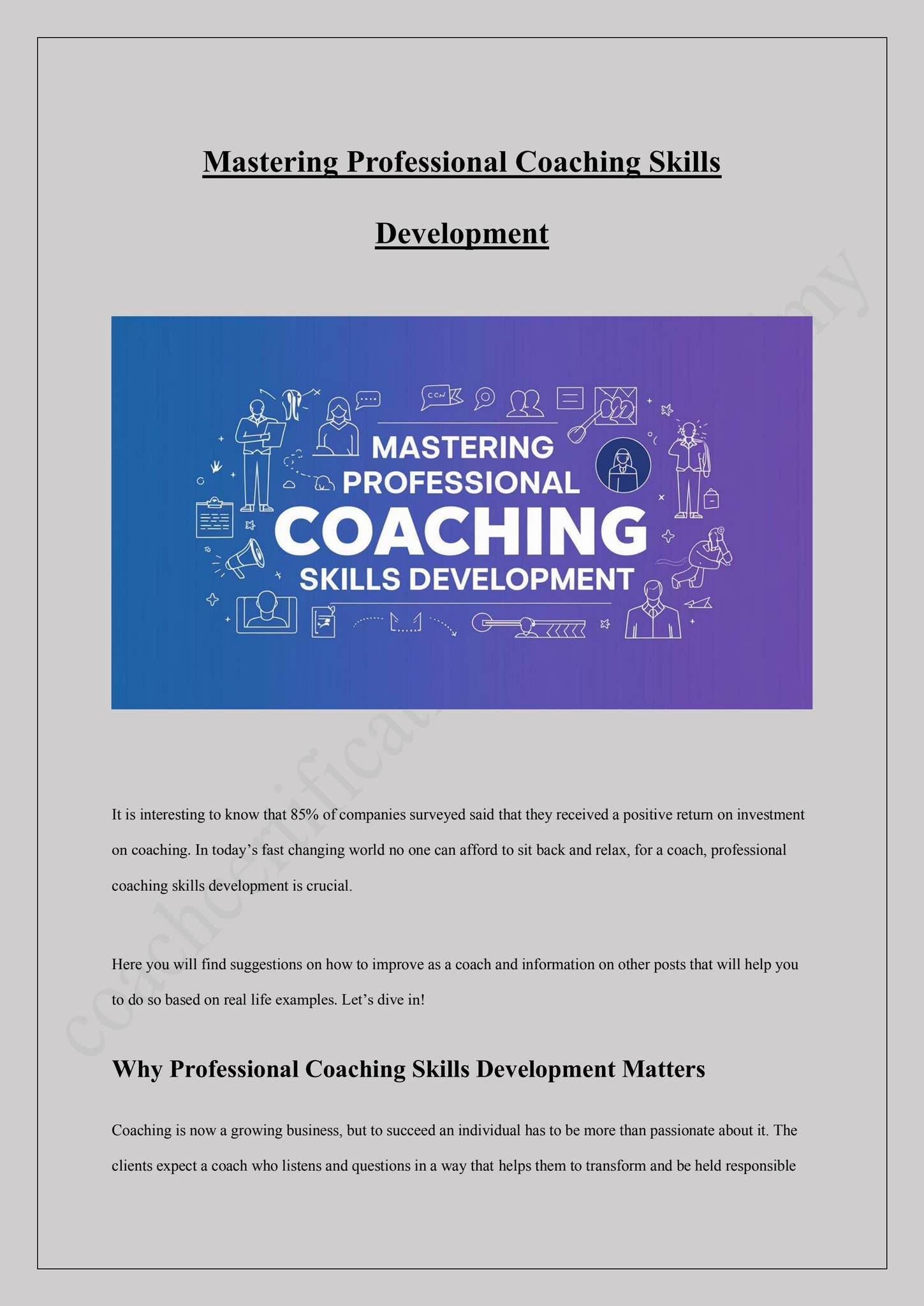 Mastering Professional Coaching Skills Development – Enhance Your ...