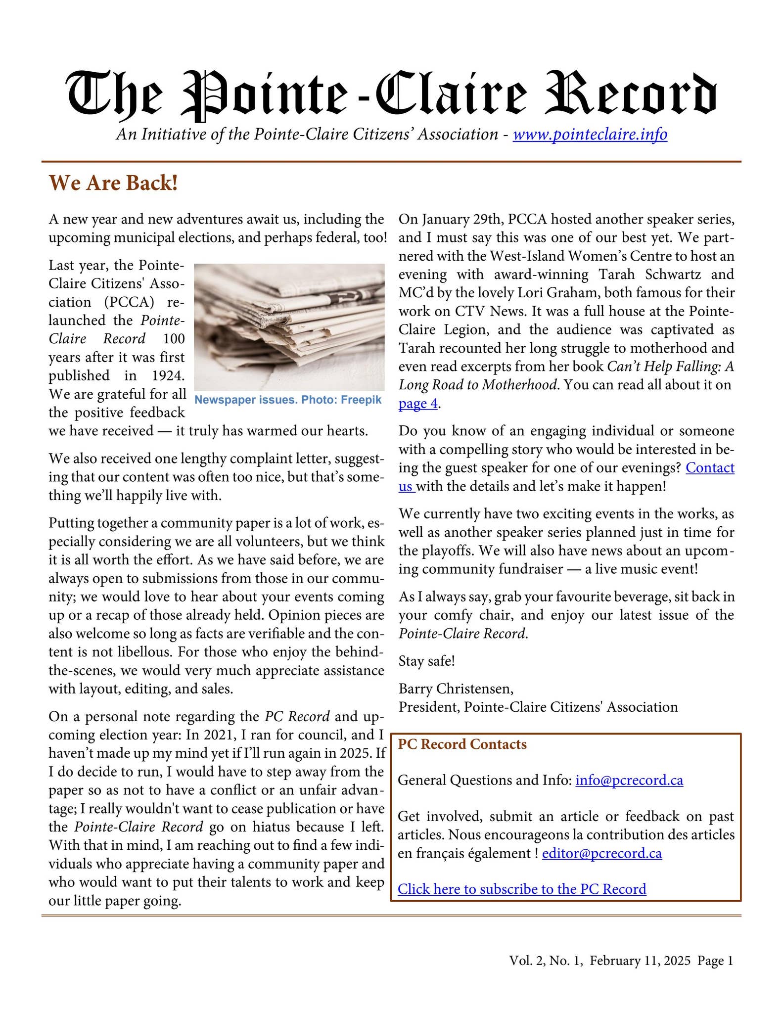 The Pointe-Claire Record - February 2025 by Pointe-Claire Record - Issuu