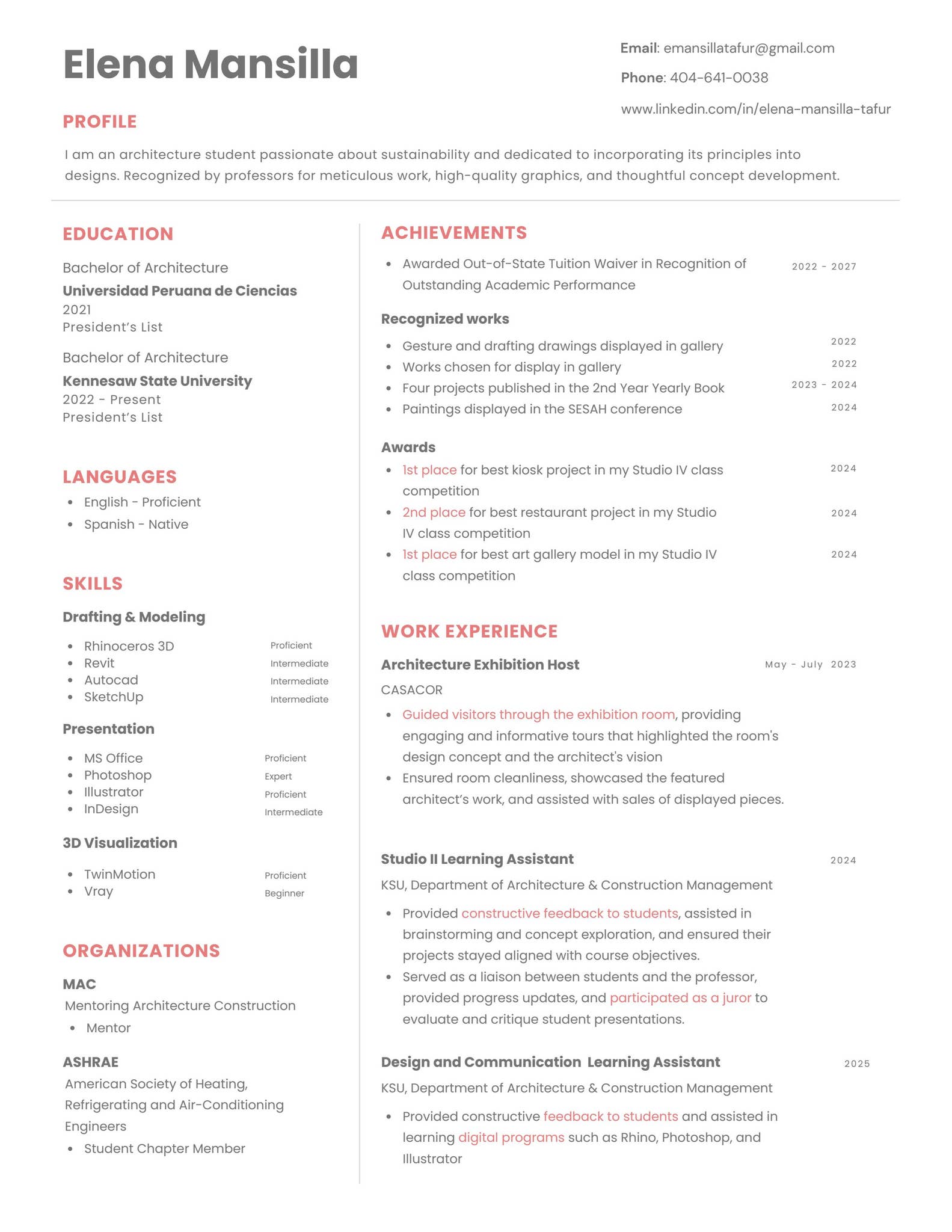 Resume Elena Mansilla by emansilla.com - Issuu