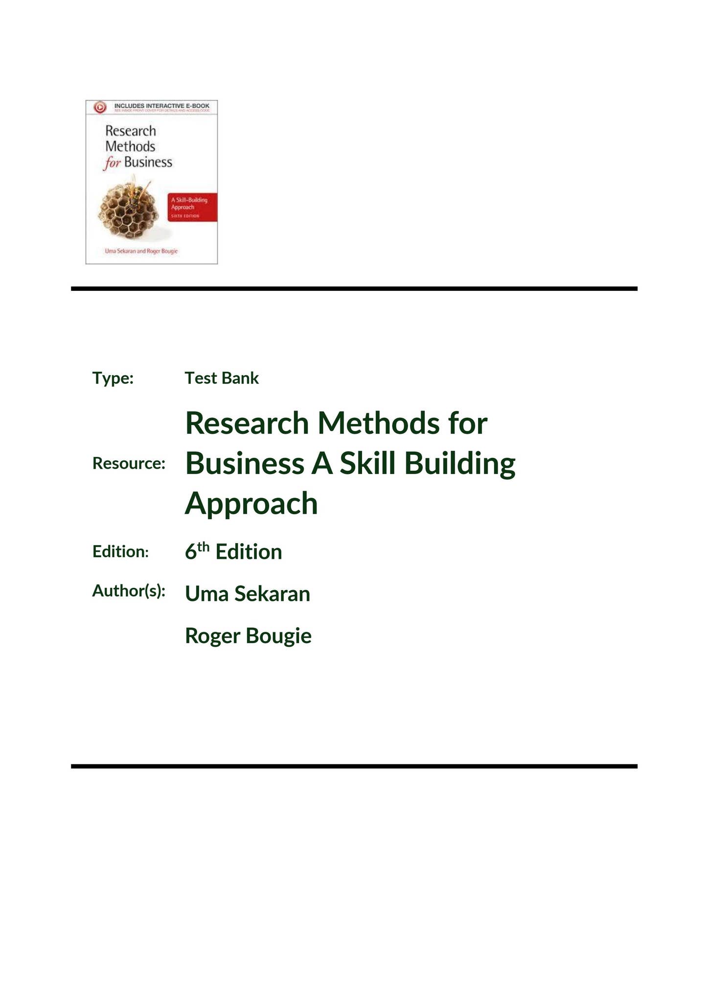 Research Methods for Business A Skill Building Approach, 6th Edition ...