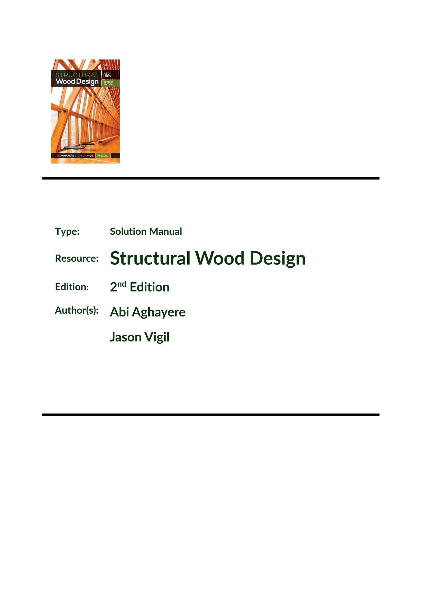 Structural Wood Design 2nd Edition Solution Manual by TBtutors - Issuu