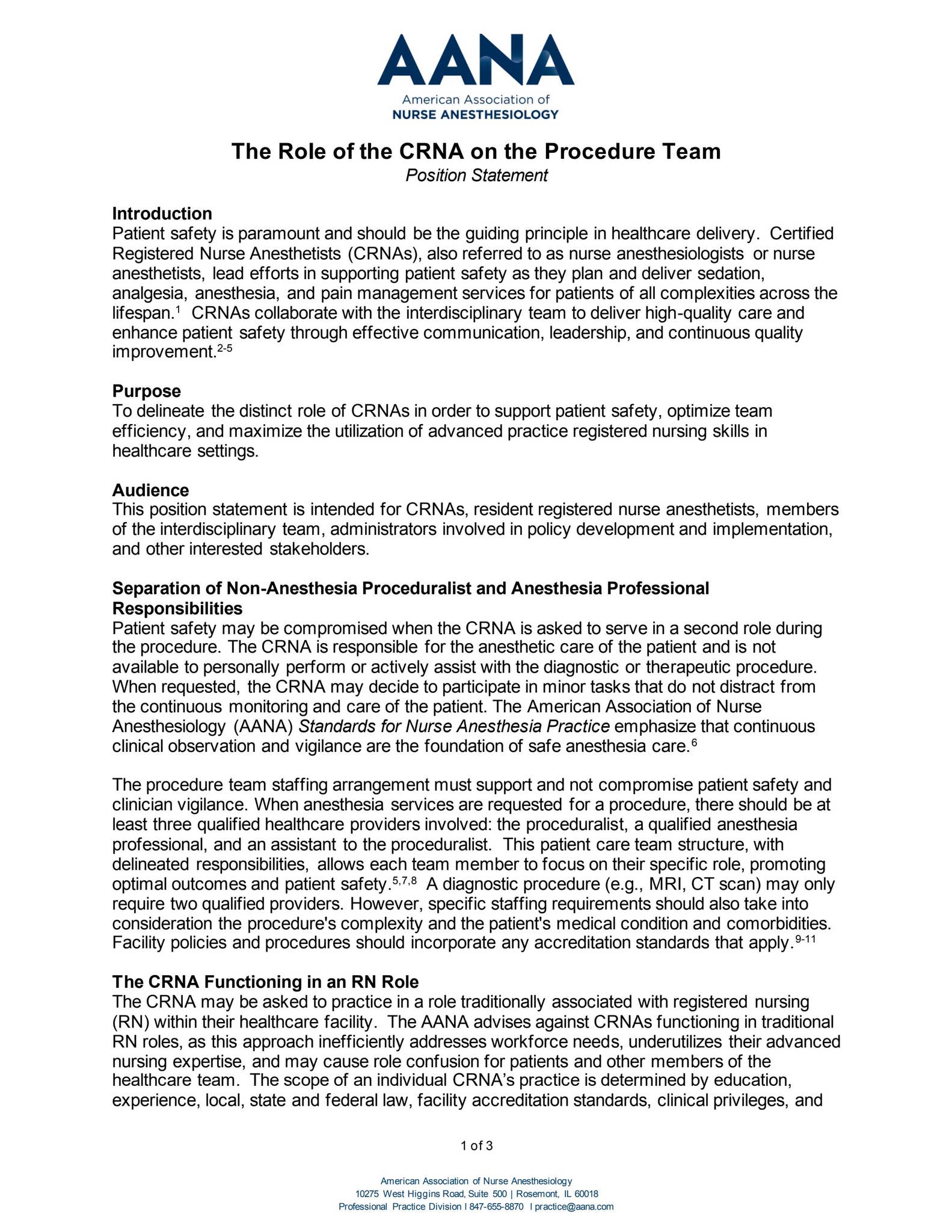 The Role of the CRNA on the Procedure Team by aanapublishing - Issuu