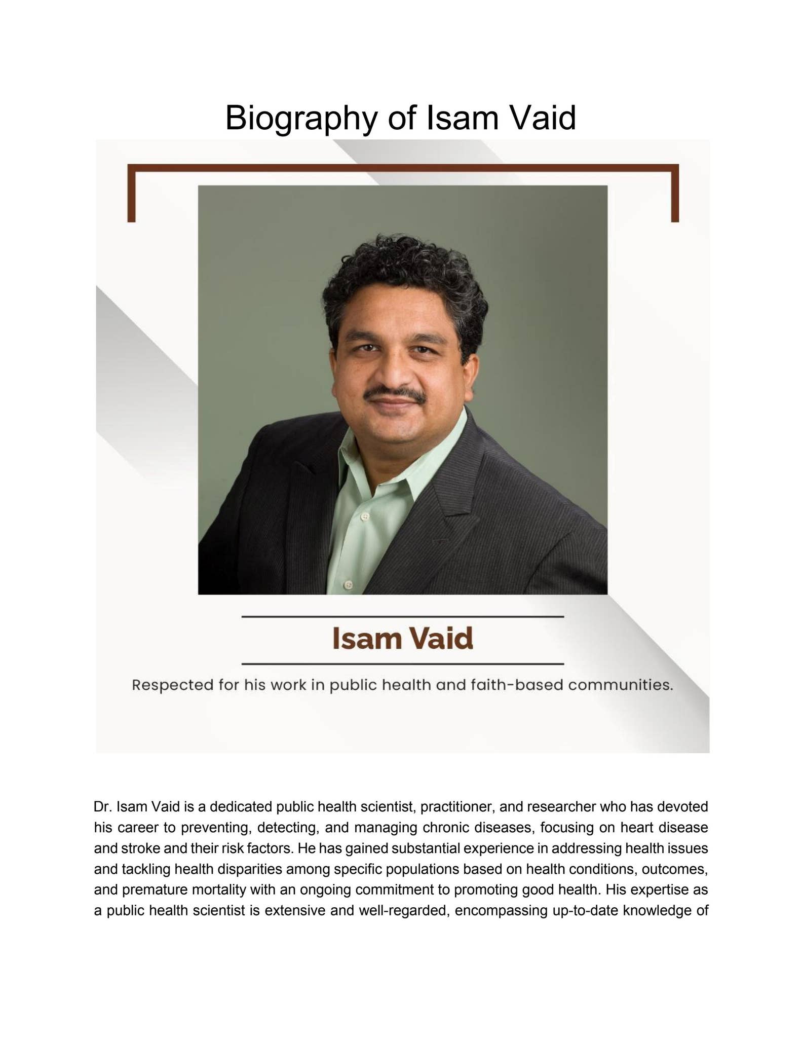 Biography of Isam Vaid by Isam Vaid - Issuu