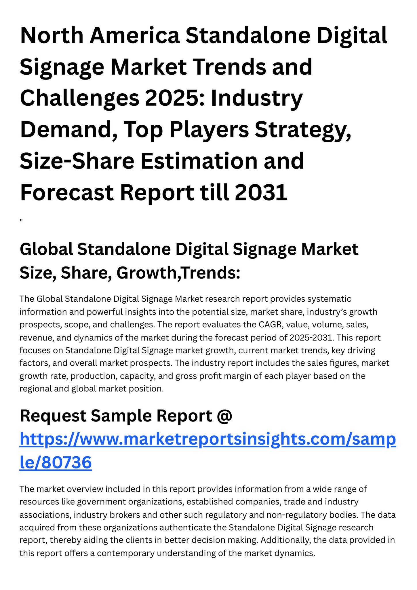 North America Standalone Digital Signage Market Trends and Challenges ...