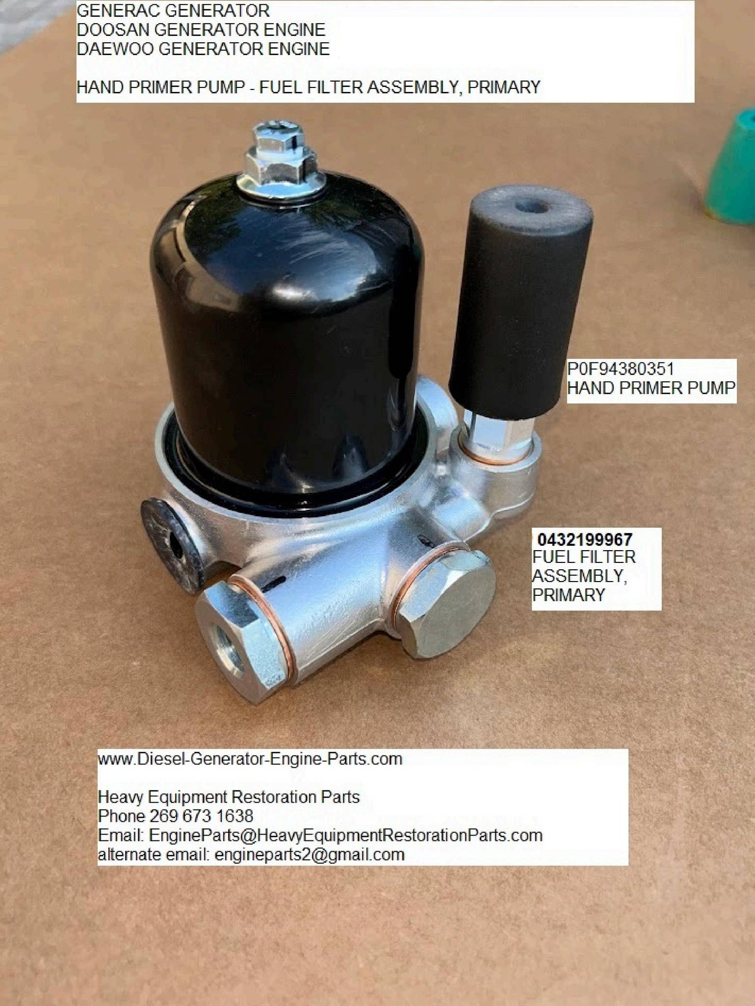 Generac Generator Doosan Engine Daewoo Engine Hand Primer Pump, Primary ...