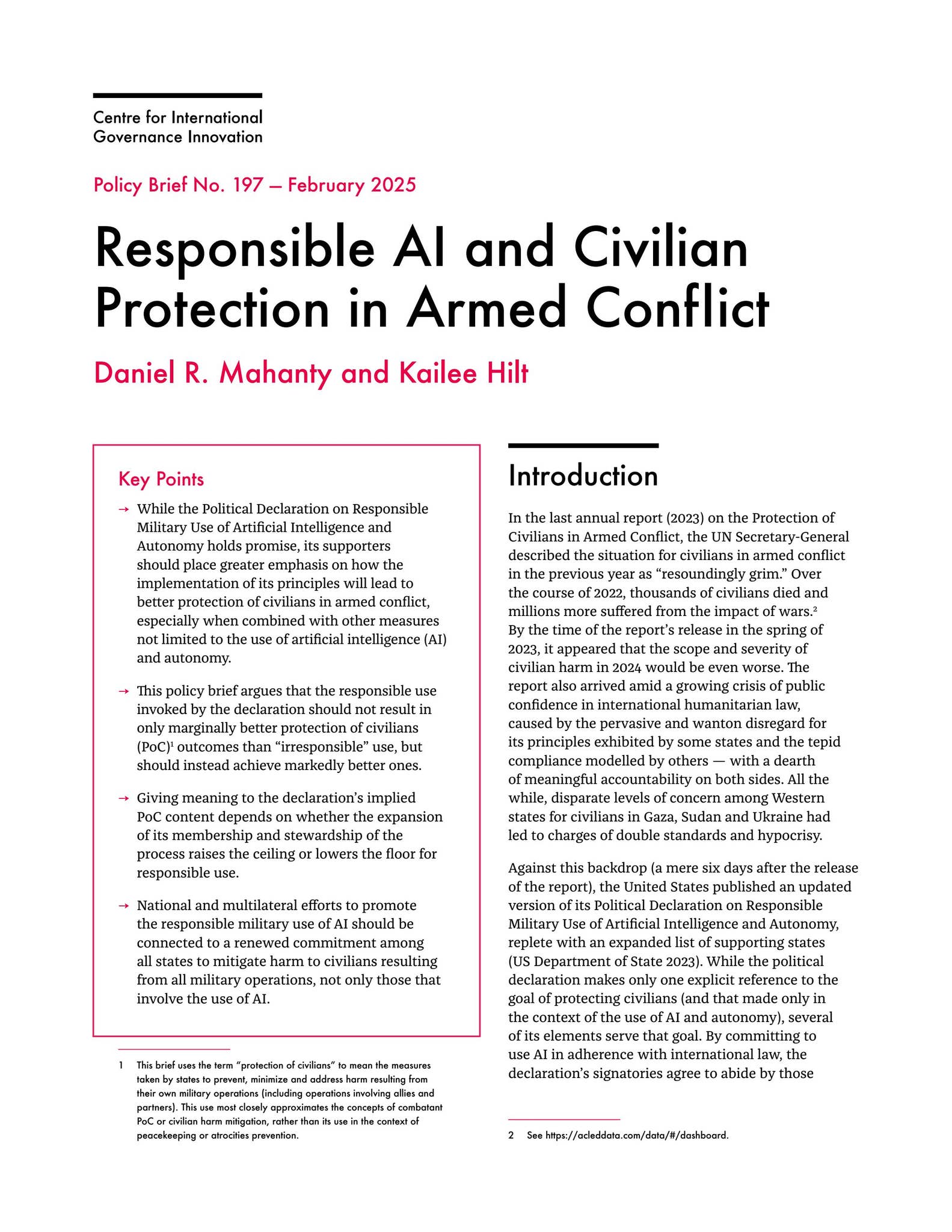 Responsible AI and Civilian Protection in Armed Conflict by Centre for ...