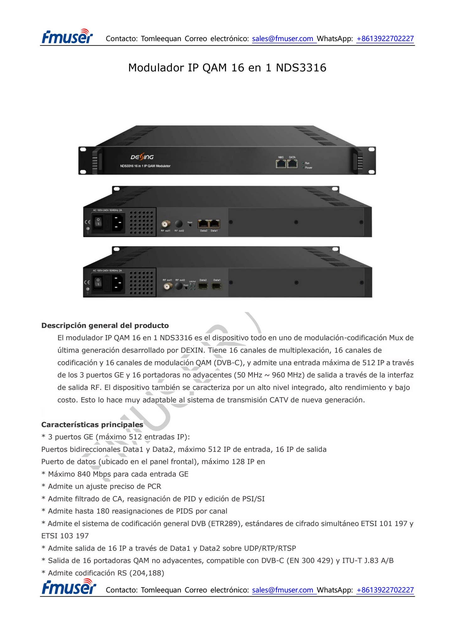 Modulador IP QAM de alto rendimiento 16 en 1 NDS3316 by FMUSER ...