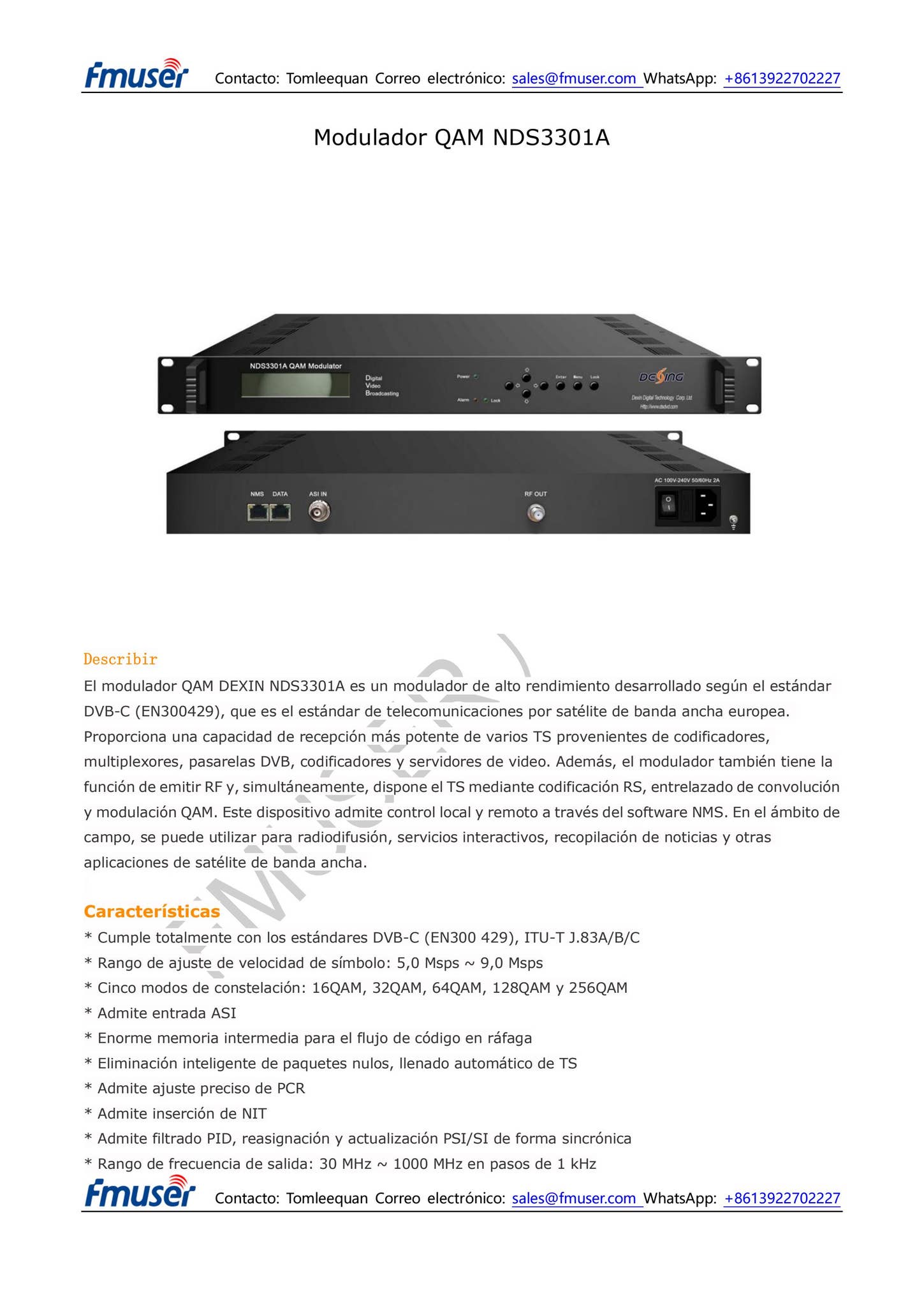 Modulador QAM de alto rendimiento DEXIN NDS3301A by FMUSER Broadcast ...