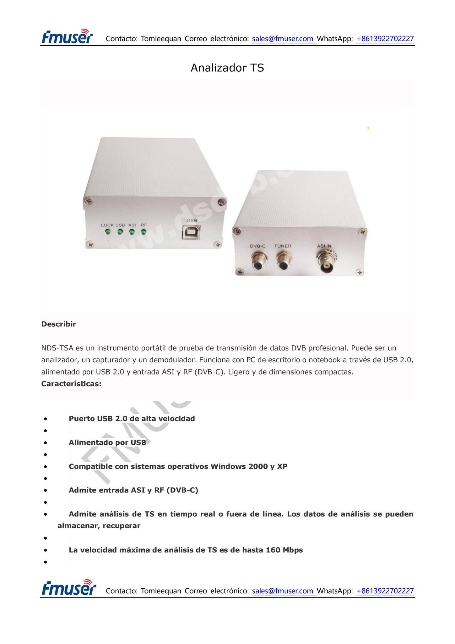 189aanalizador de flujo de transporte dvb portátil nds-tsa by FMUSER ...